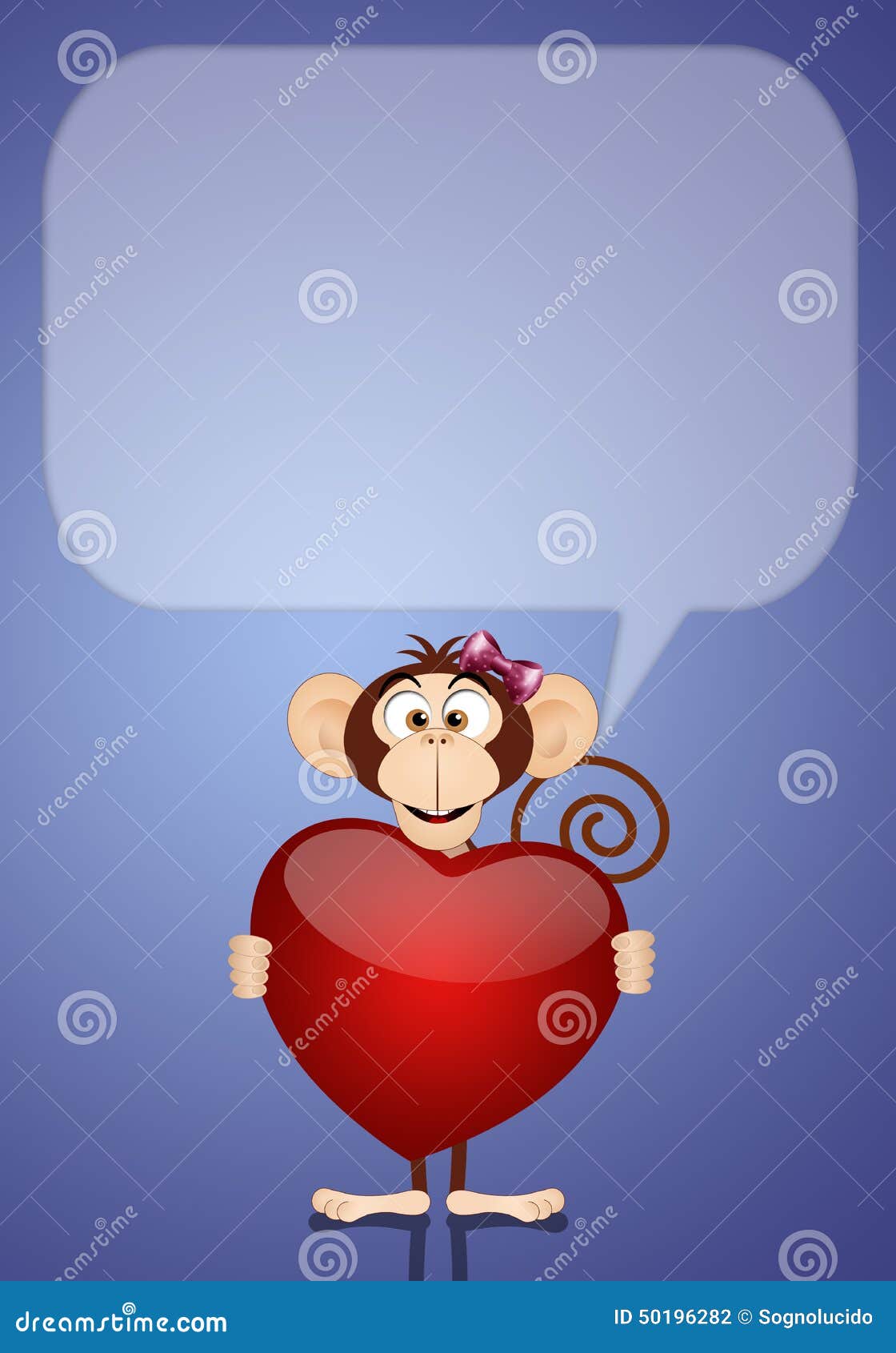 Funny monkey with heart stock illustration. Illustration of party ...