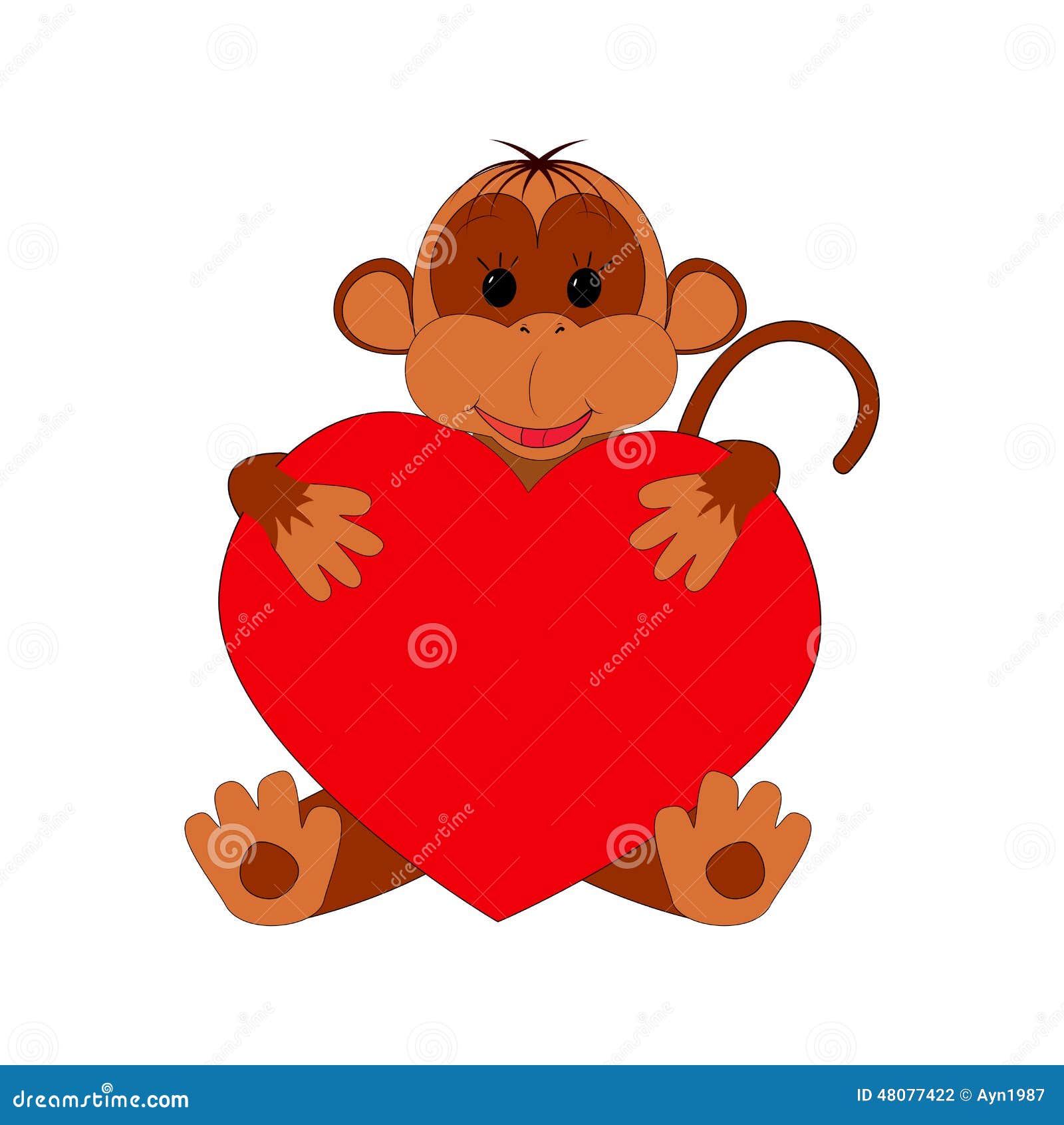 Funny Monkey Holding Heart White Background Stock Illustrations – 18 ...