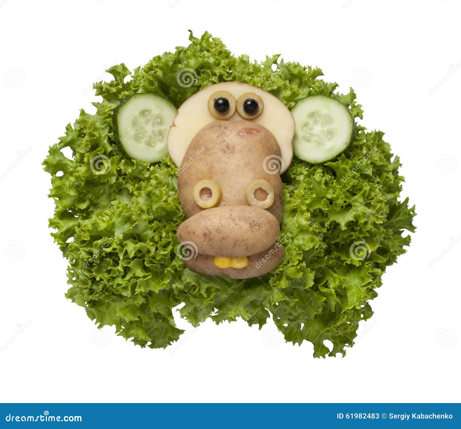 Funny Monkey Made of Potatoes Stock Image - Image of olive, cook: 61982483
