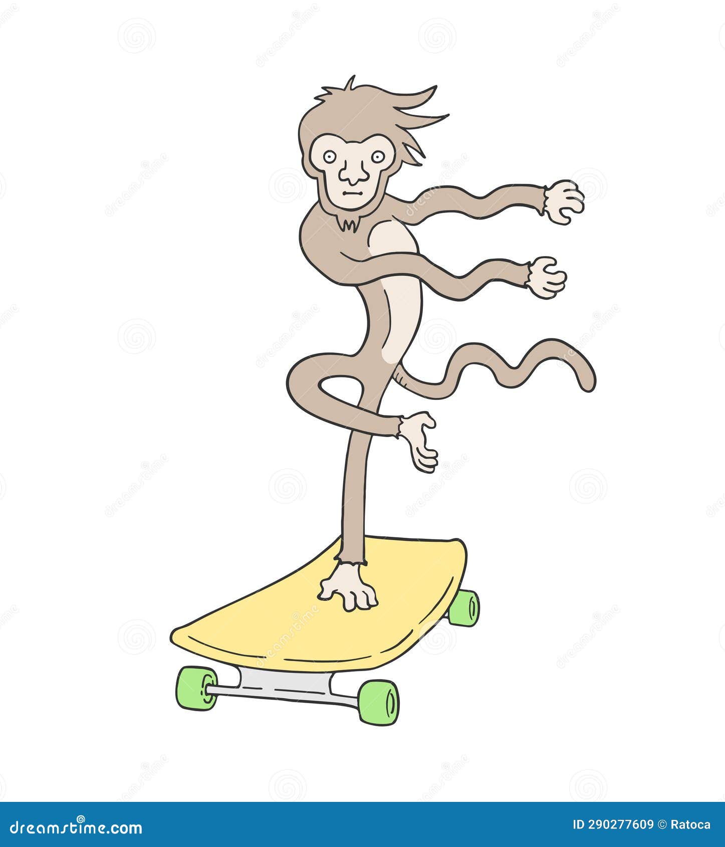Funny monkey in skateboard stock vector. Illustration of character ...