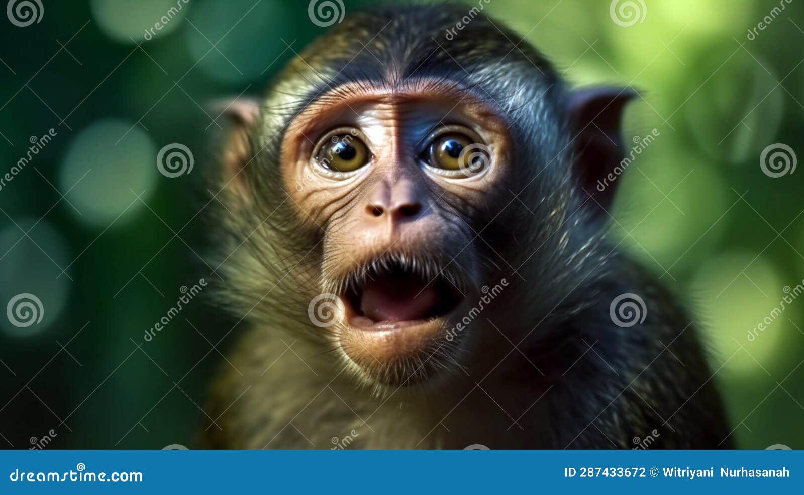 Funny Monkeys a Funny Monkey Lives in a Natural Forest Stock ...