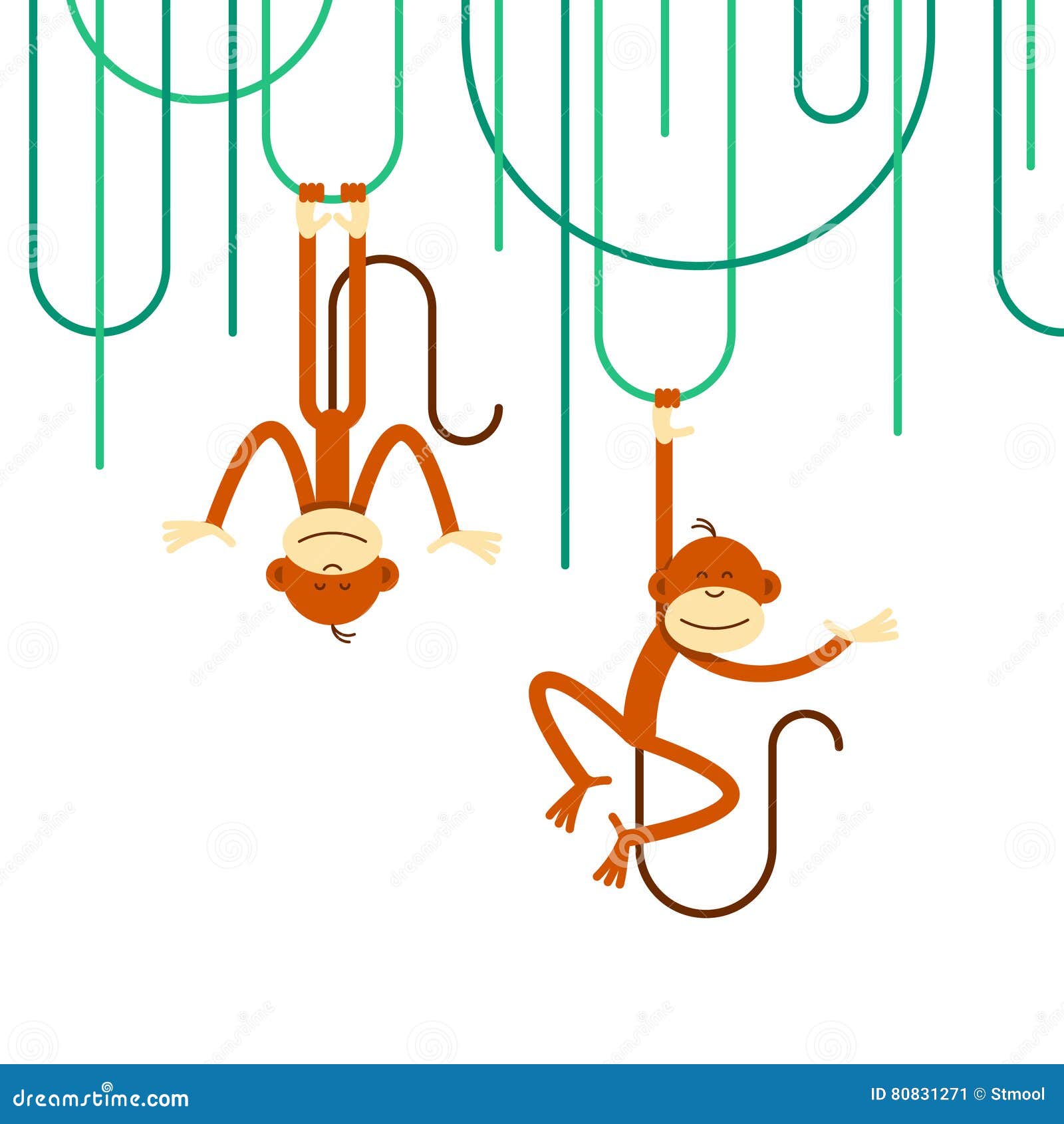 Naughty Monkeys, Duo Monkeys, Funny Monkey,Vector Cartoon Cute Funny ...