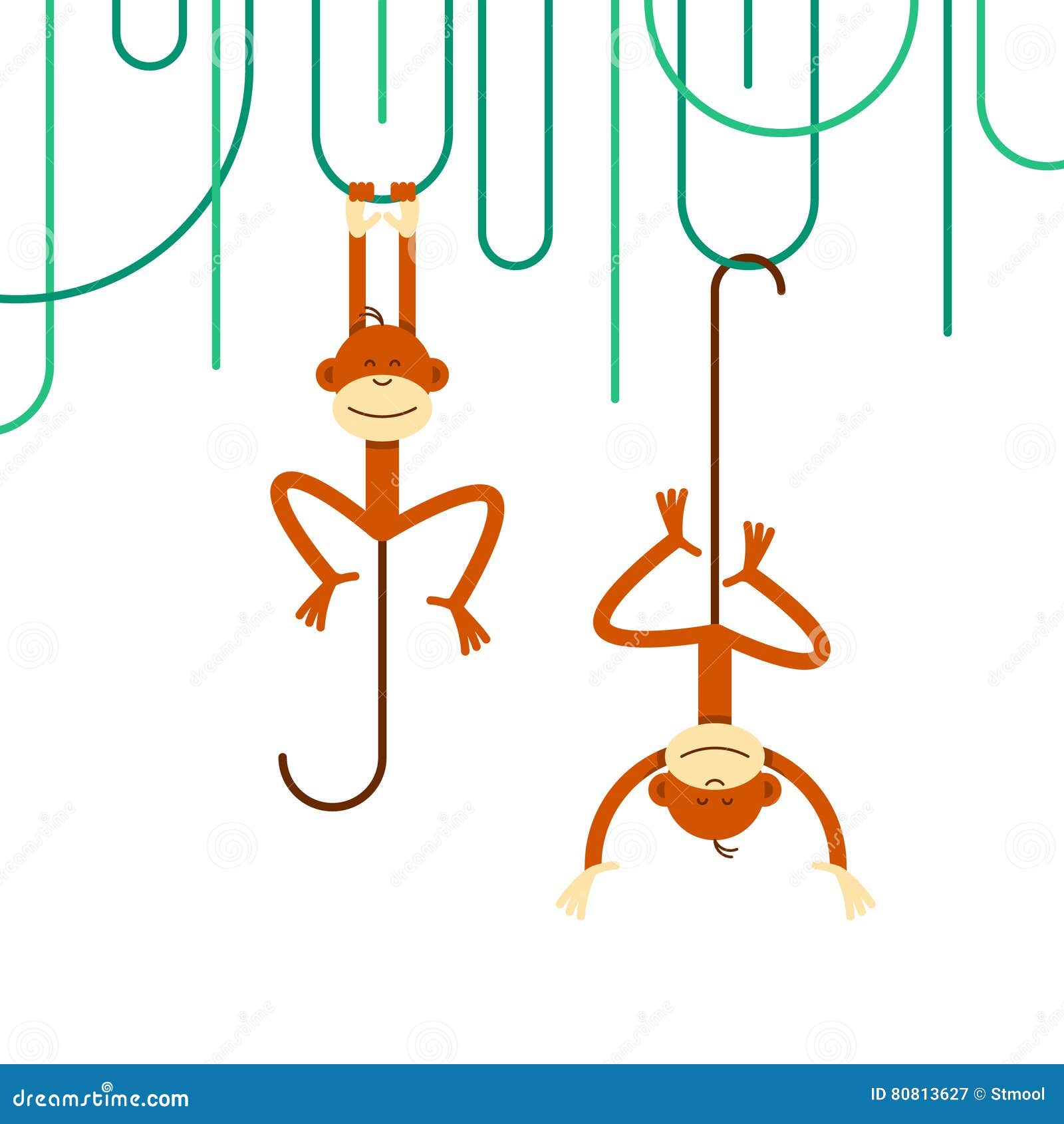 Naughty Monkeys, Duo Monkeys, Funny Monkey,Vector Cartoon Cute Funny ...