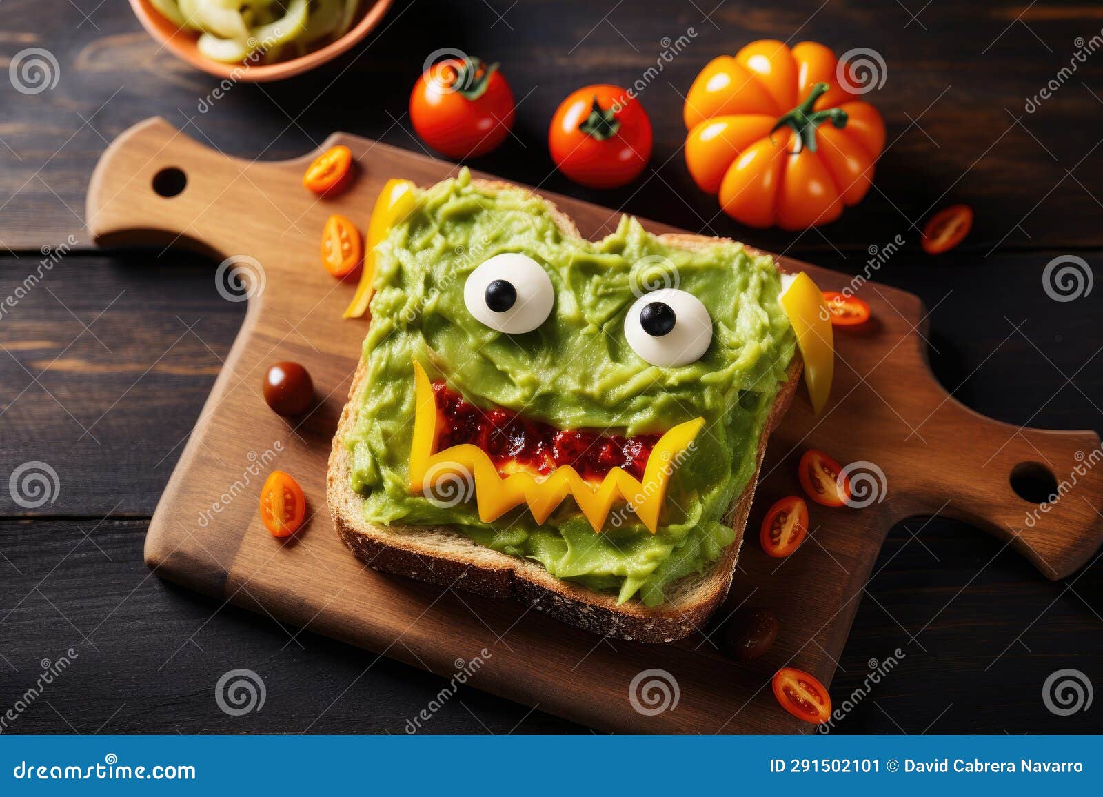 Funny Monster Avocado Toast for Halloween Stock Illustration ...