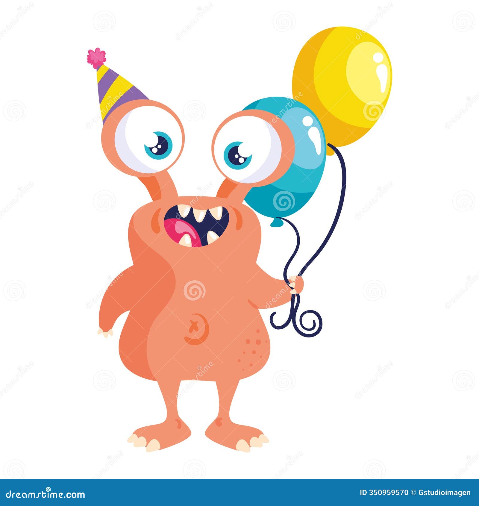Funny Monster Birthday Party Stock Illustration - Illustration of party ...