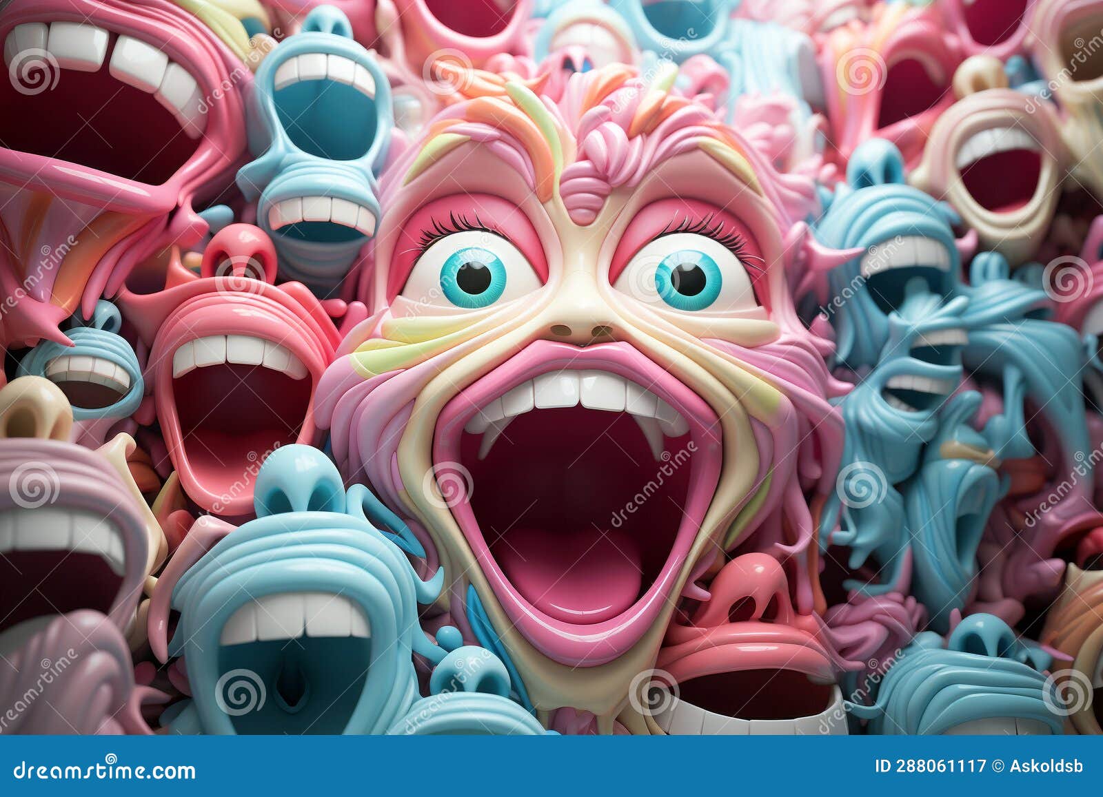 3d Illustration of Funny Monster Face Background Stock Illustration ...