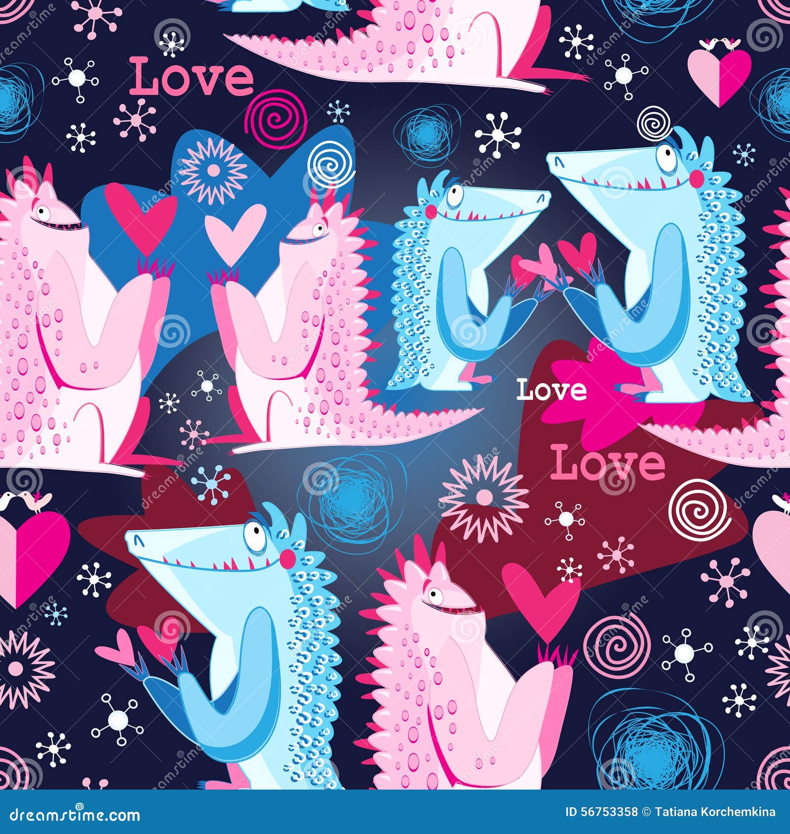 Funny monster lovers stock vector. Illustration of heart - 56753358