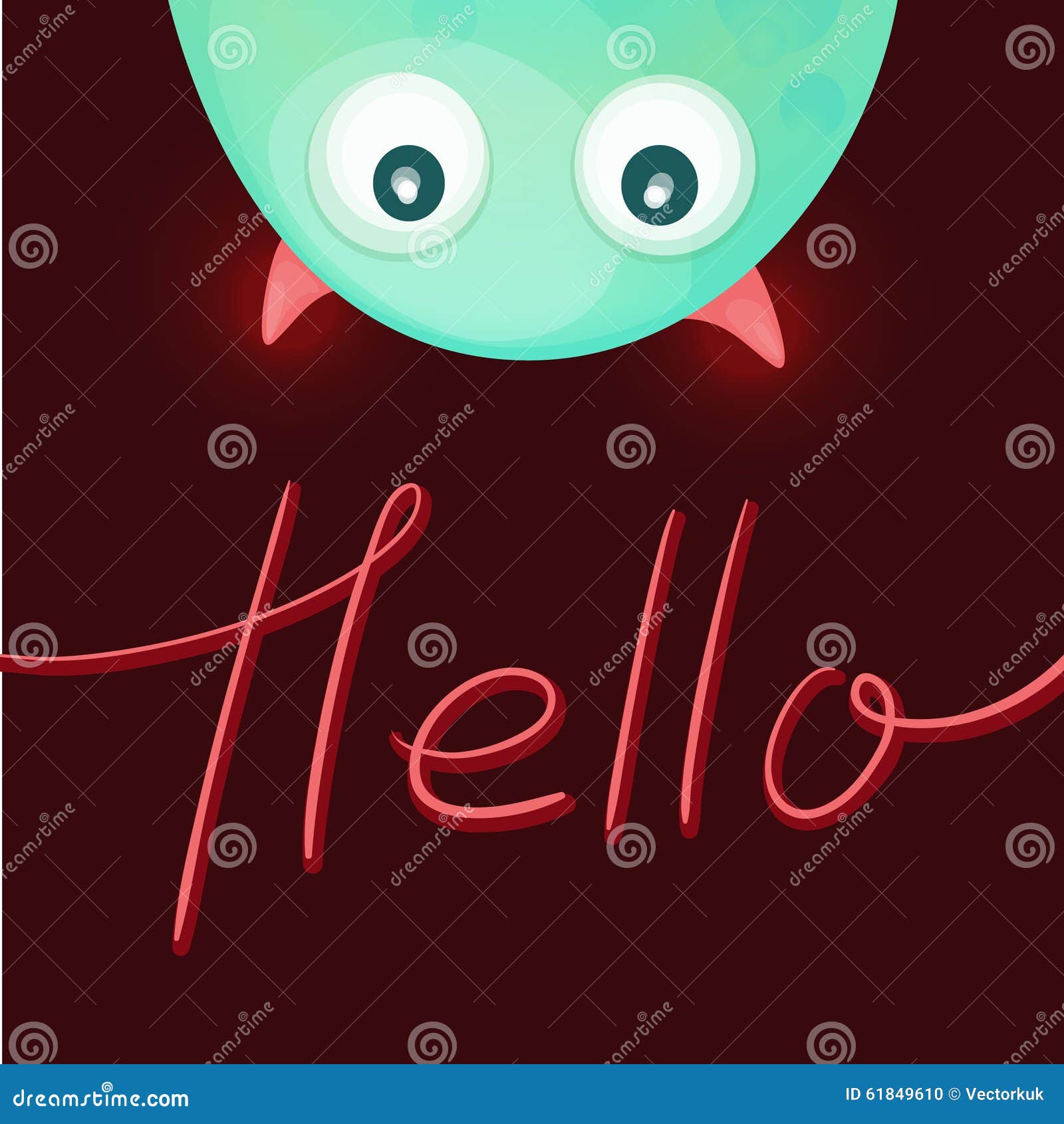 Funny Monster Saying Hello. Stock Illustration - Illustration of ...