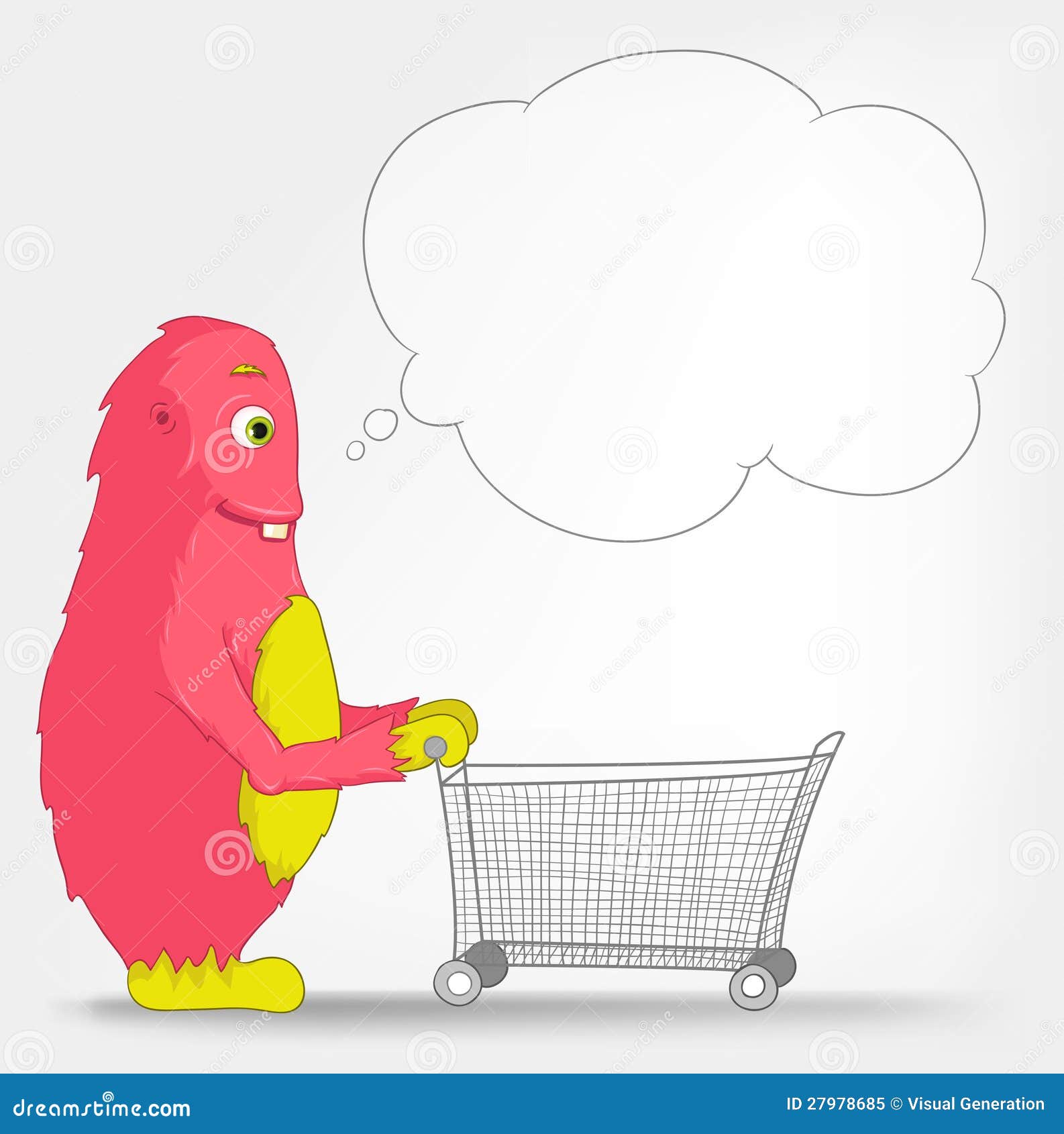 Funny Monster. Shopping. stock vector. Illustration of cute - 27978685