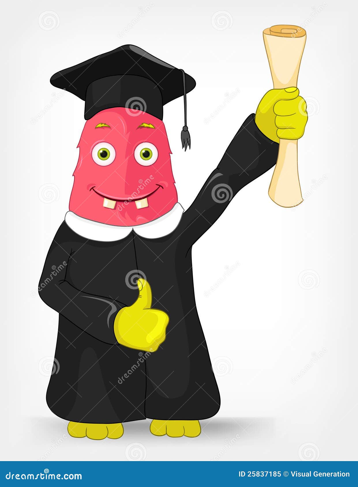 Monster With Graduation Cap And Diploma 3d Illustration Royalty-Free ...