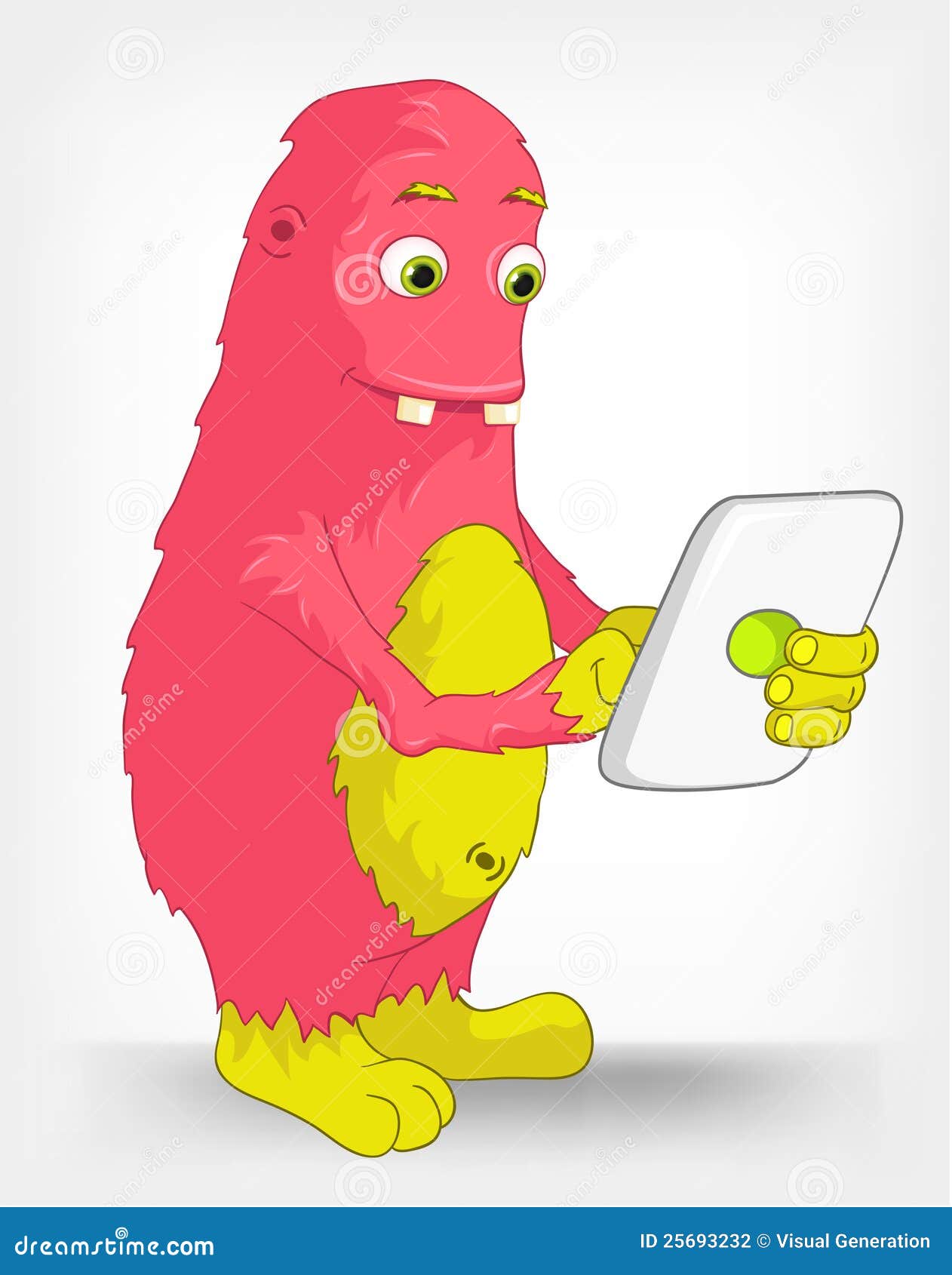 Funny Monster. Tablet User. Stock Vector - Illustration of clip, grey ...