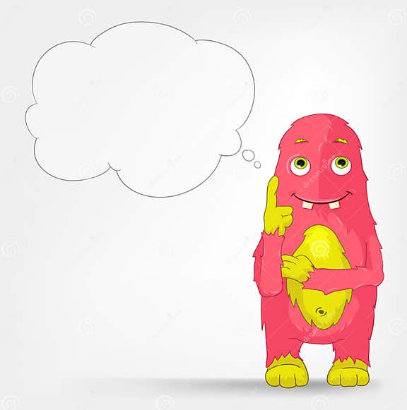 Funny Monster. Thinking. stock vector. Illustration of cartoon - 27977358