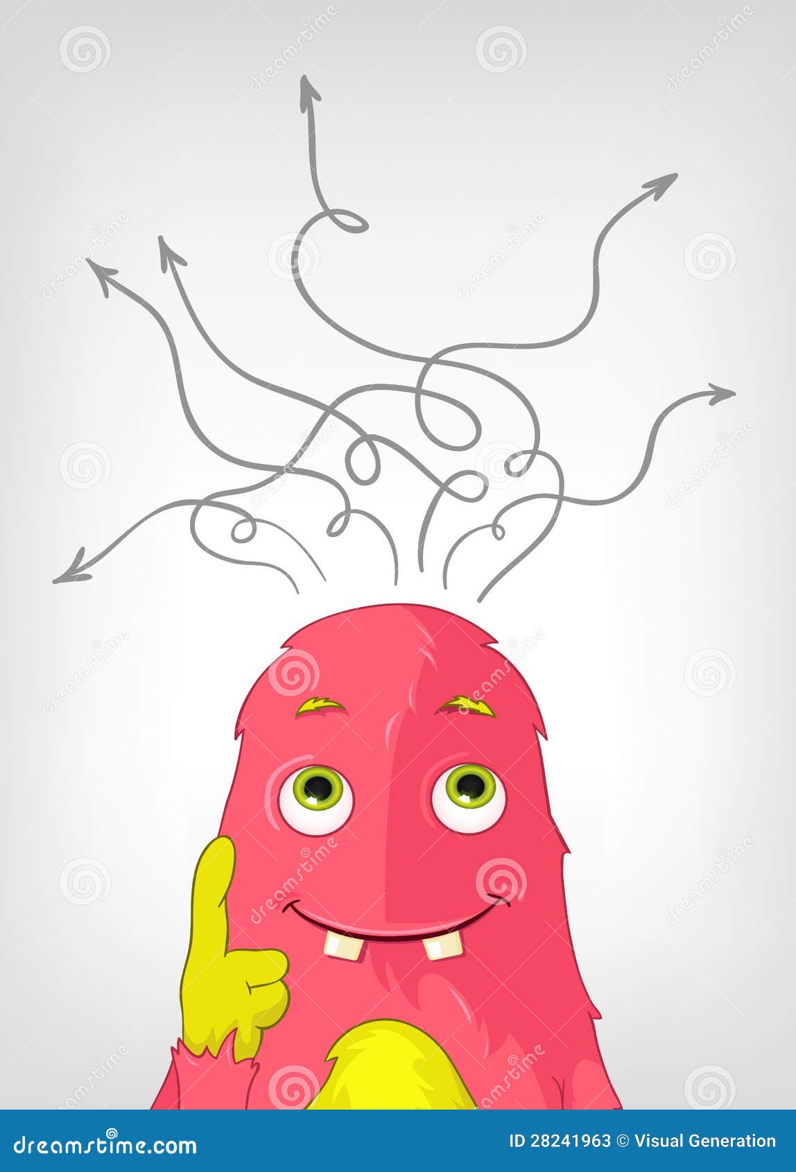 Funny Monster. Thinking. stock vector. Illustration of curiosity - 28241963