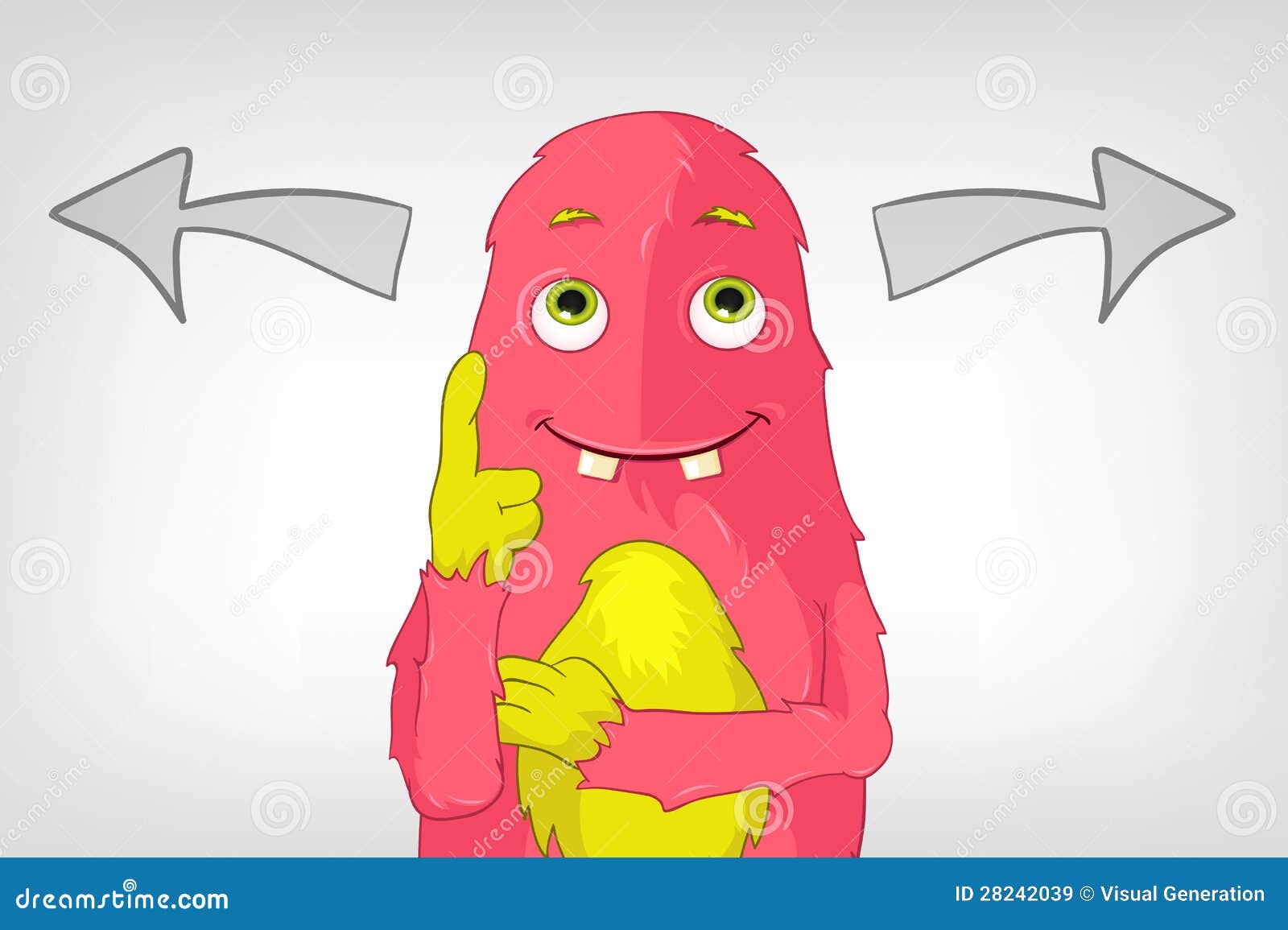 Funny Monster. Thinking. stock vector. Illustration of caricature ...