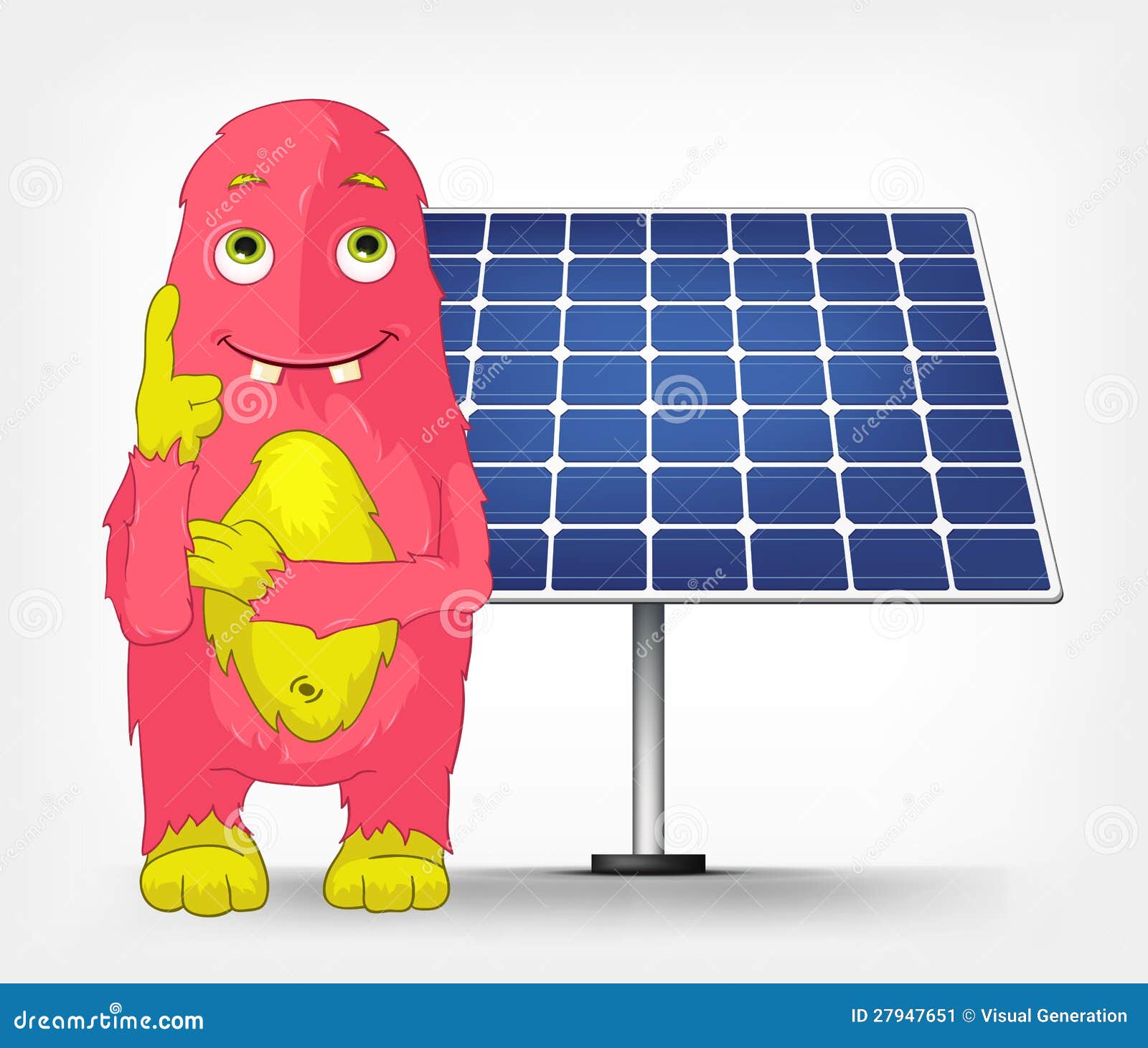 Funny Monster. Thinking about Solar Energy. Stock Vector - Illustration ...