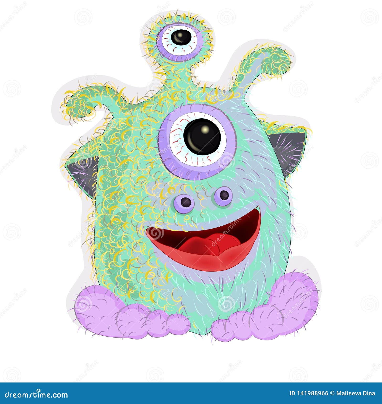 Funny Monster, Turquoise Alien Stock Vector - Illustration of halloween ...