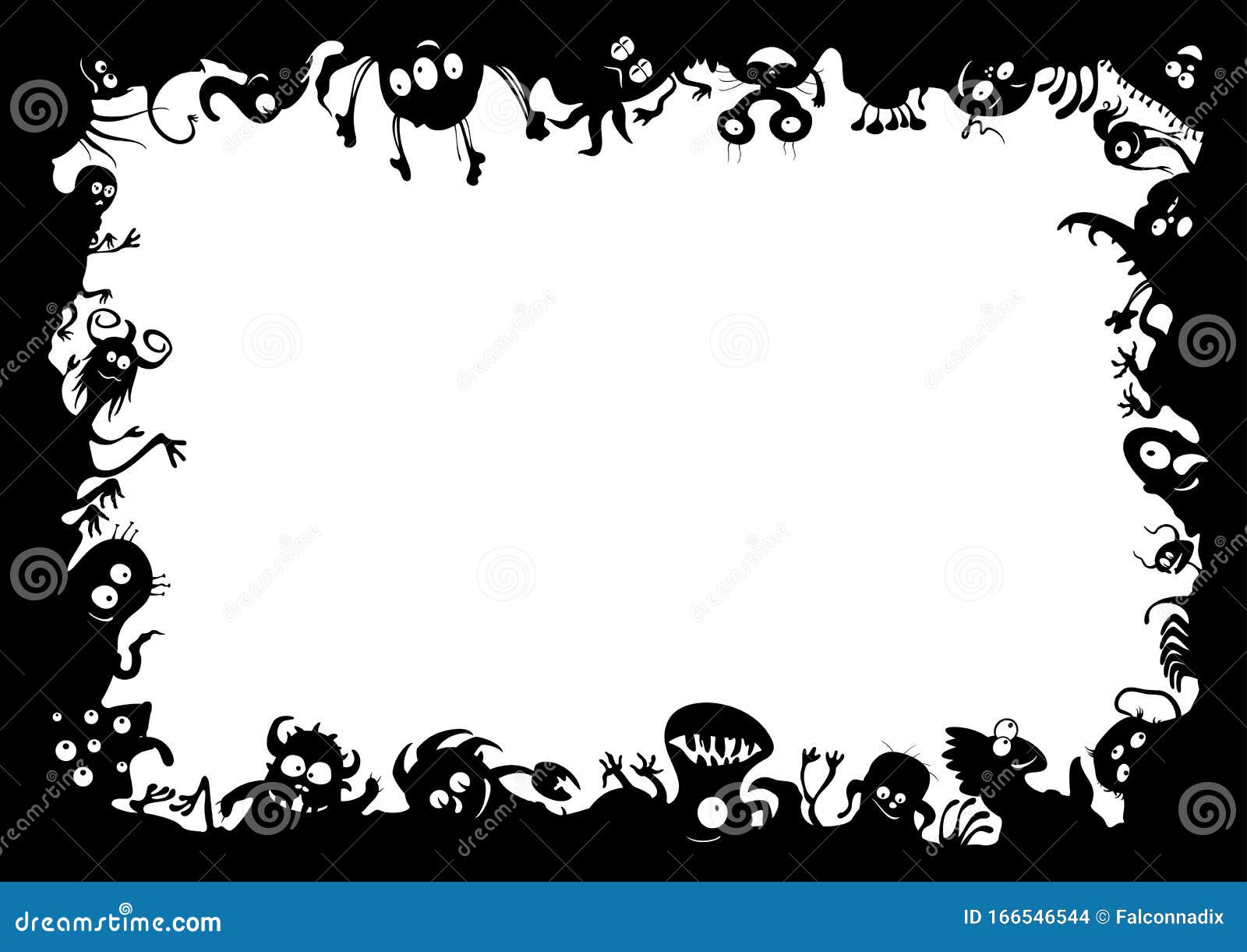 Funny monsters frame stock vector. Illustration of black - 166546544