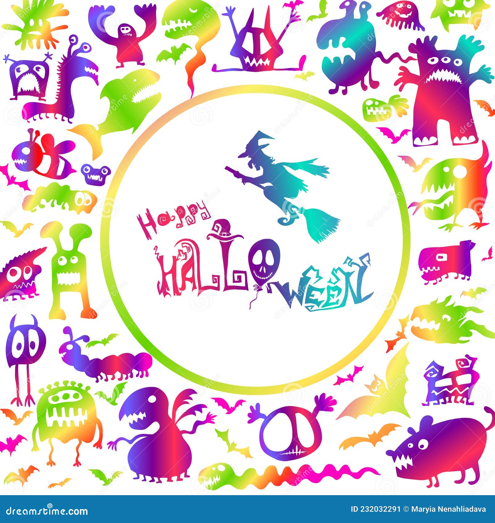 Funny Monsters. Happy Halloween. Vector Illustration Stock Vector ...