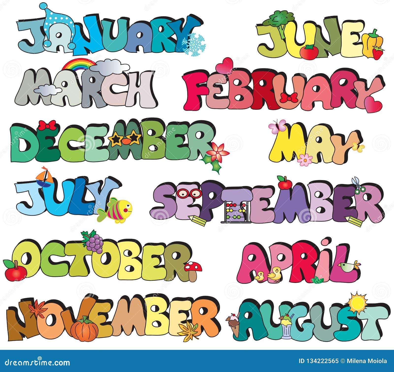 Funny months written stock illustration. Illustration of september ...