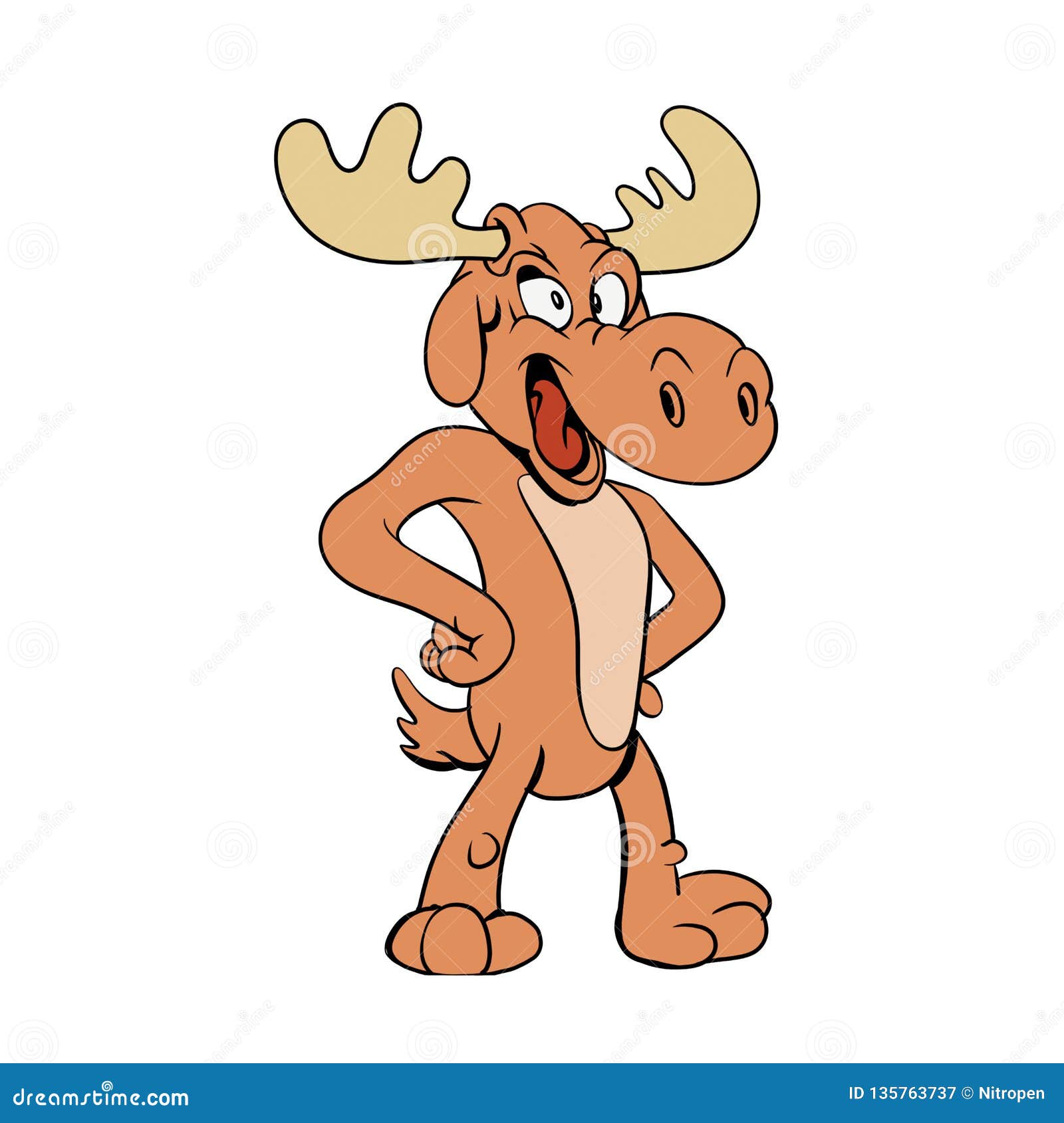 Funny moose stock illustration. Illustration of reindeer - 135763737