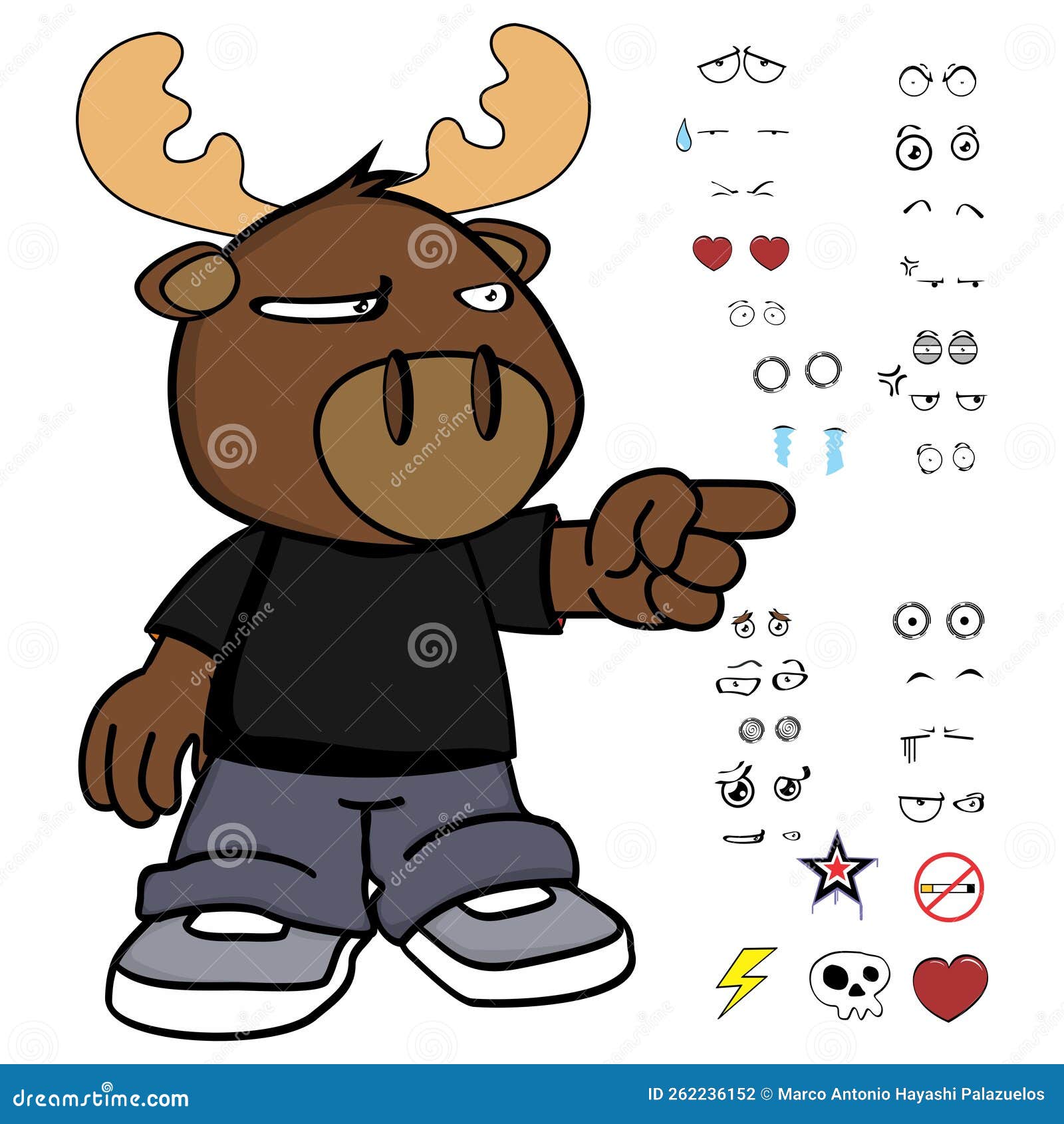 Funny Moose Kid Character Cartoon Expressions Set in Vector Format ...