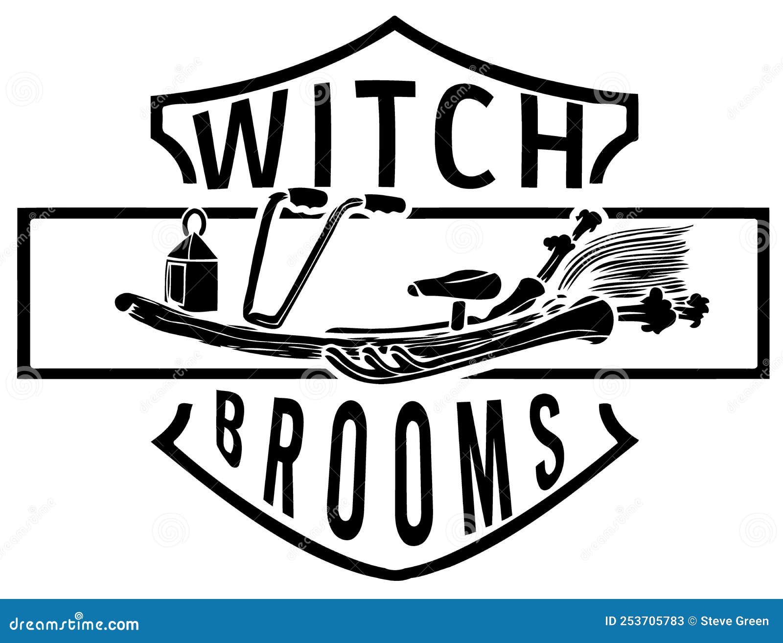 Funny Motorcycle Spoof on Witch Broom Stock Vector - Illustration of ...