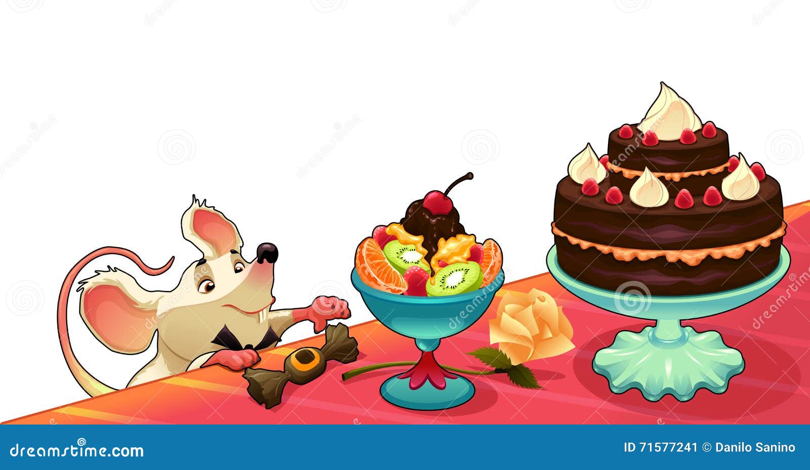 Funny Mouse with Cake for Cards and Graphics Stock Vector ...