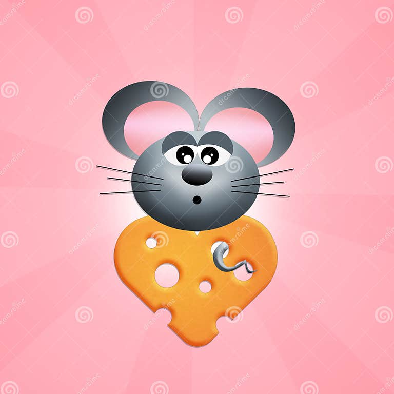 Funny mouse on cheese stock illustration. Illustration of shape - 61481385