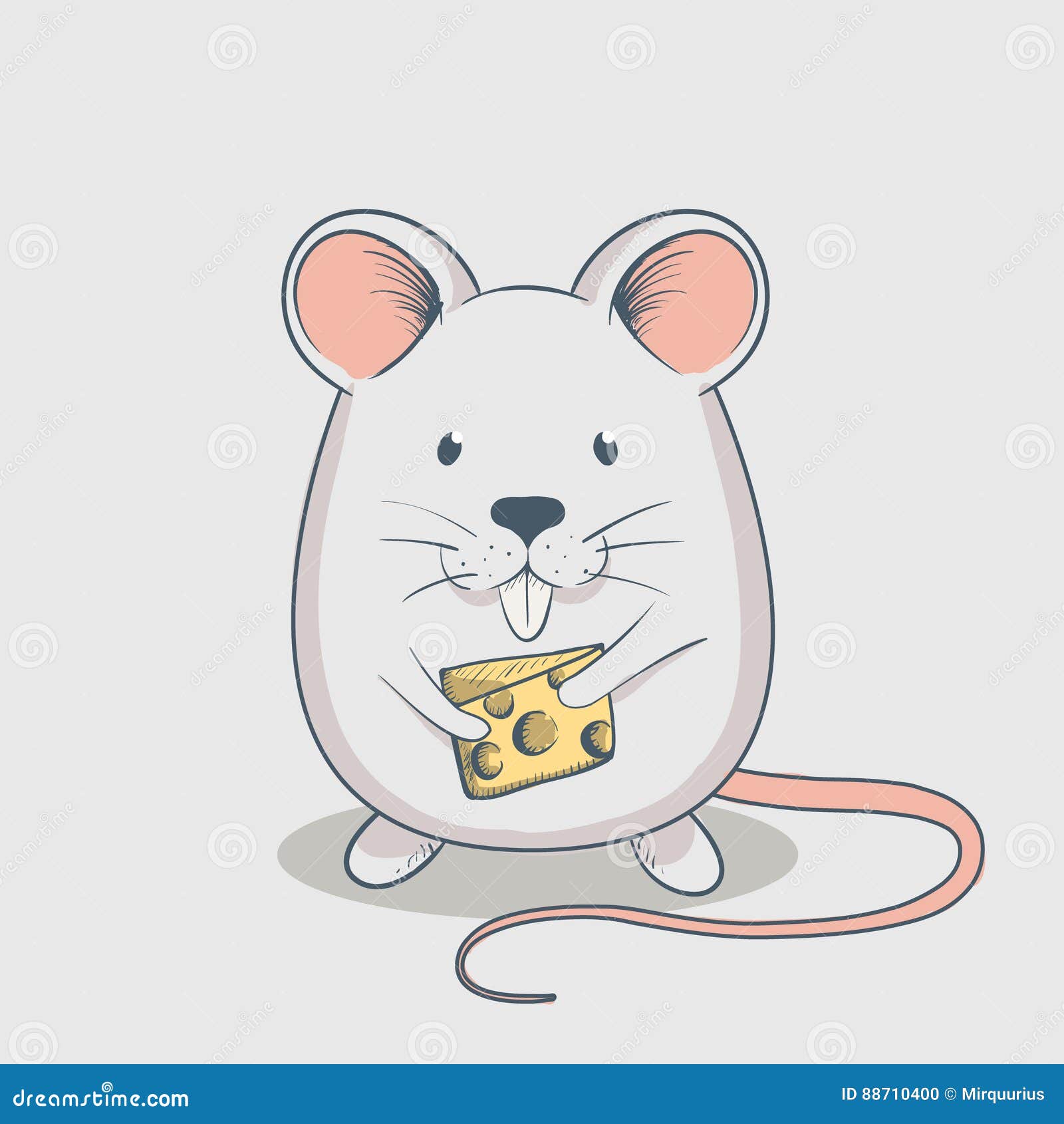 Funny mouse keeps cheese stock vector. Illustration of tail - 88710400