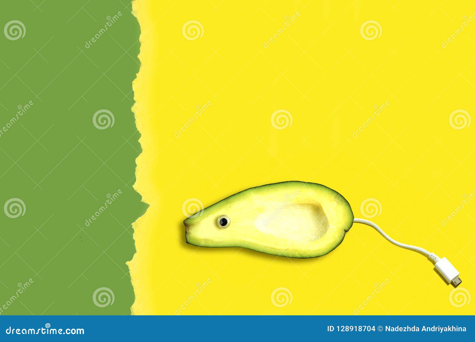 Funny Mouse Made from Avocado and USB Cable Stock Illustration ...