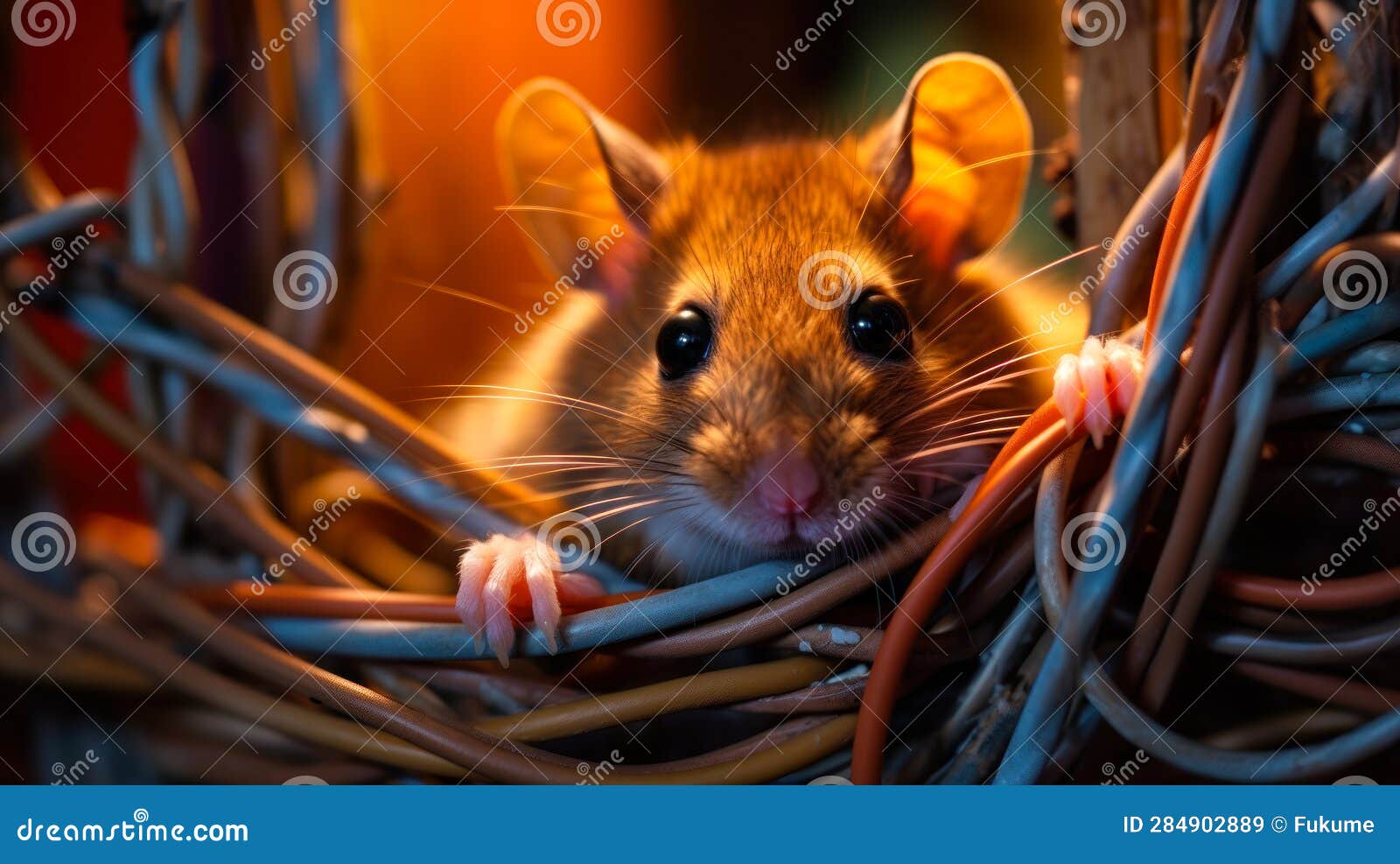 Funny Mouse Tangled in Electrical Wires Generative Ai Stock ...