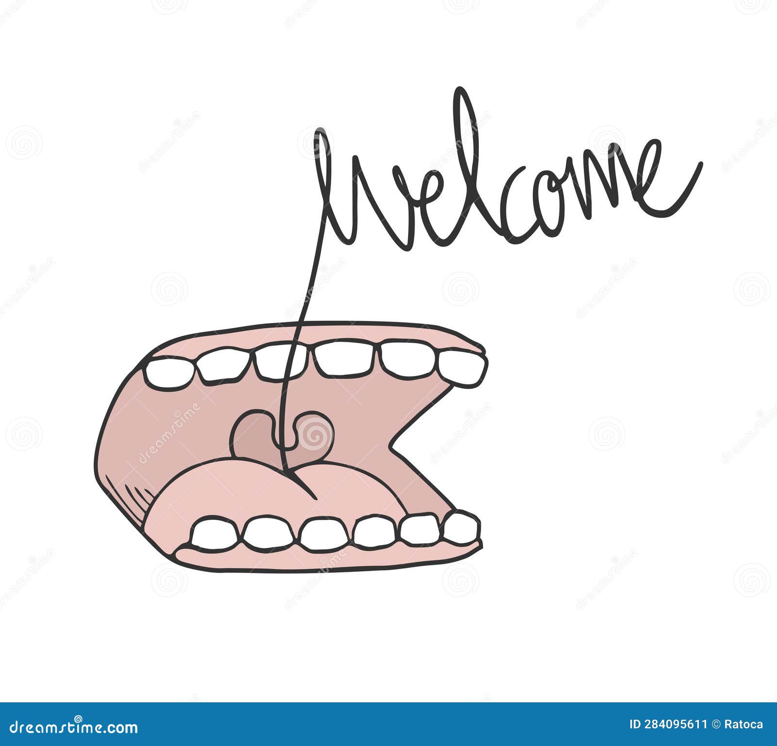 Set Funny Mouth With Teeth And Tongue Vector Illustration ...