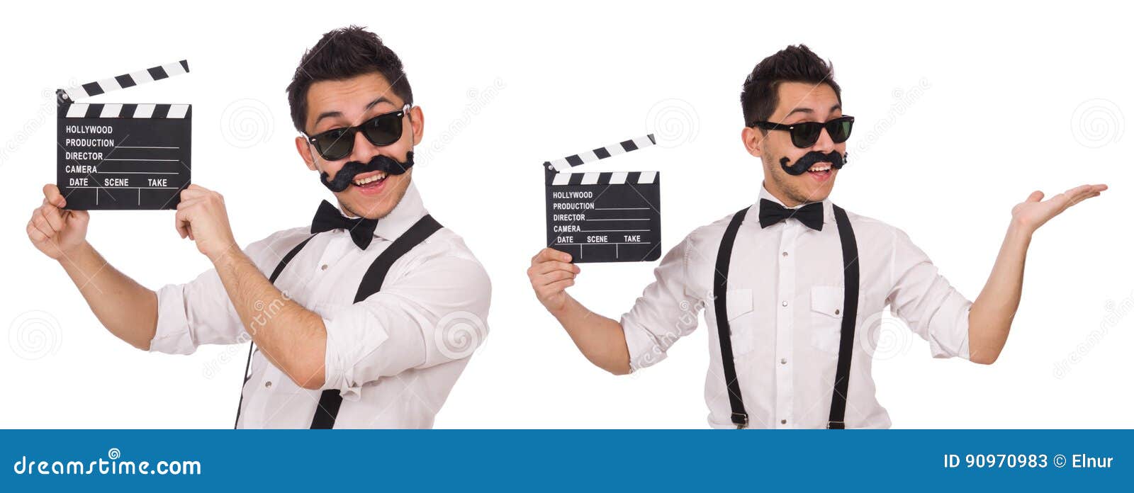 The Funny with Movie Clapper Isolated on White Stock Image - Image of ...