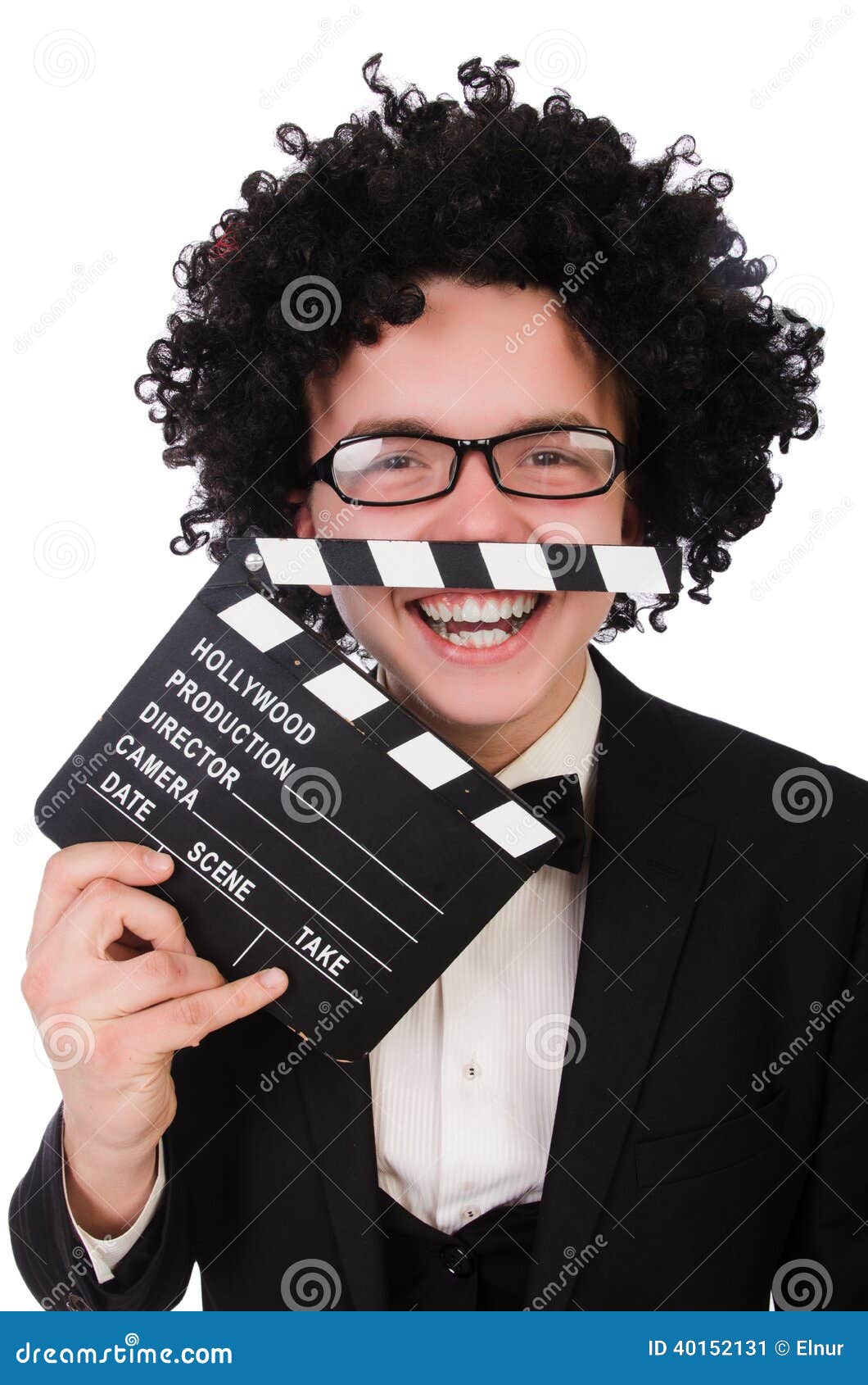 Funny movie director stock image. Image of curly, black - 40152131