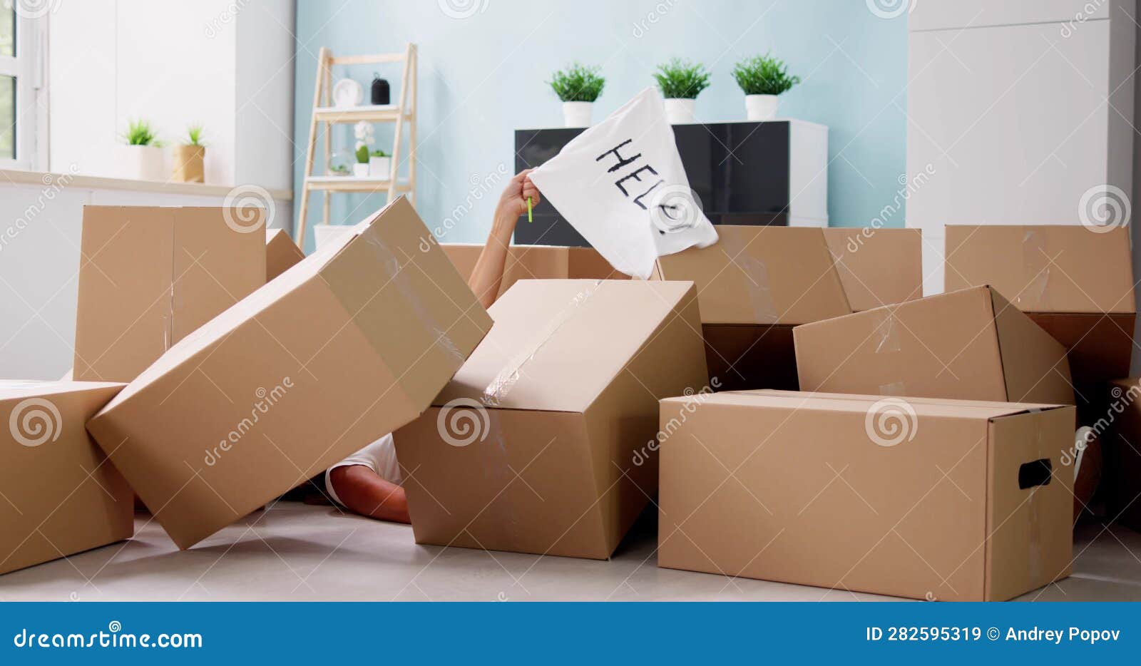 Funny Moving Accidents. Falling Cardboard Boxes Stock Image - Image of ...