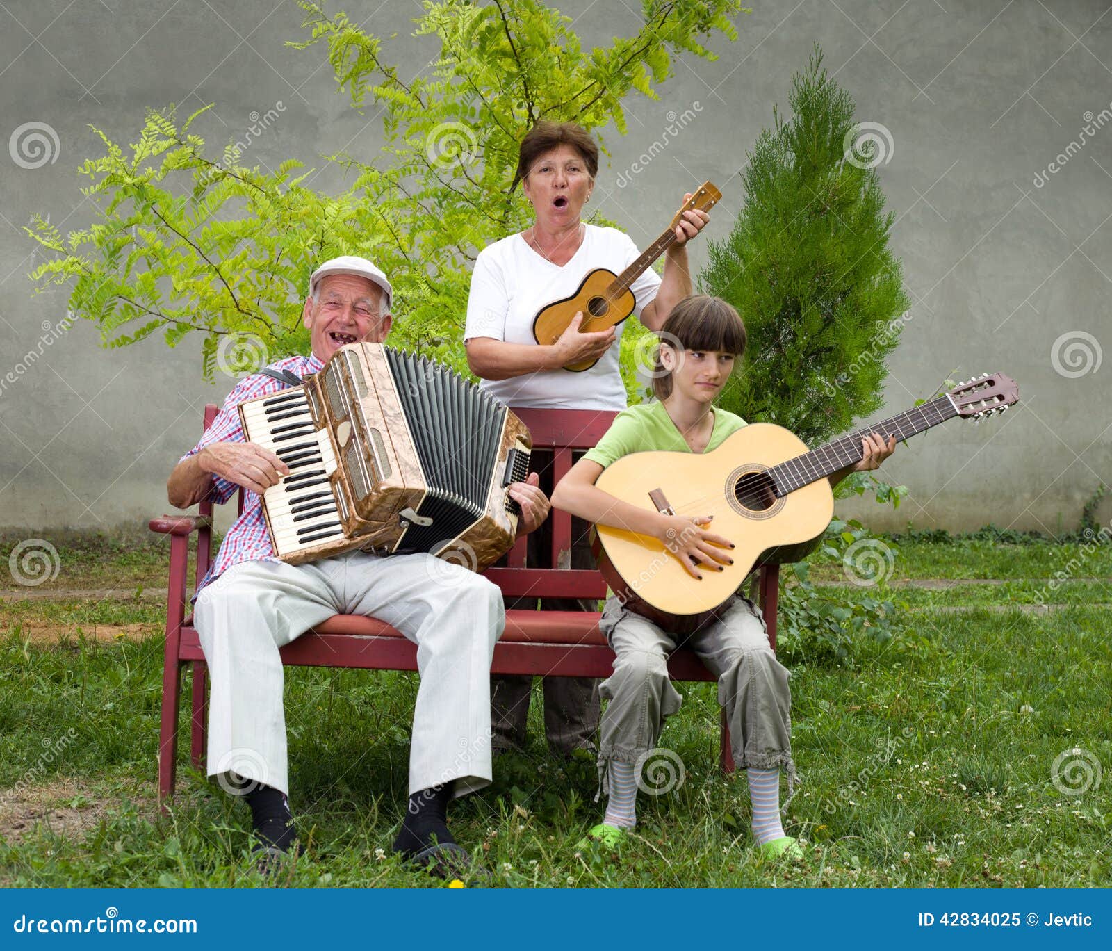 Funny musicians stock image. Image of child, women, elder - 42834025