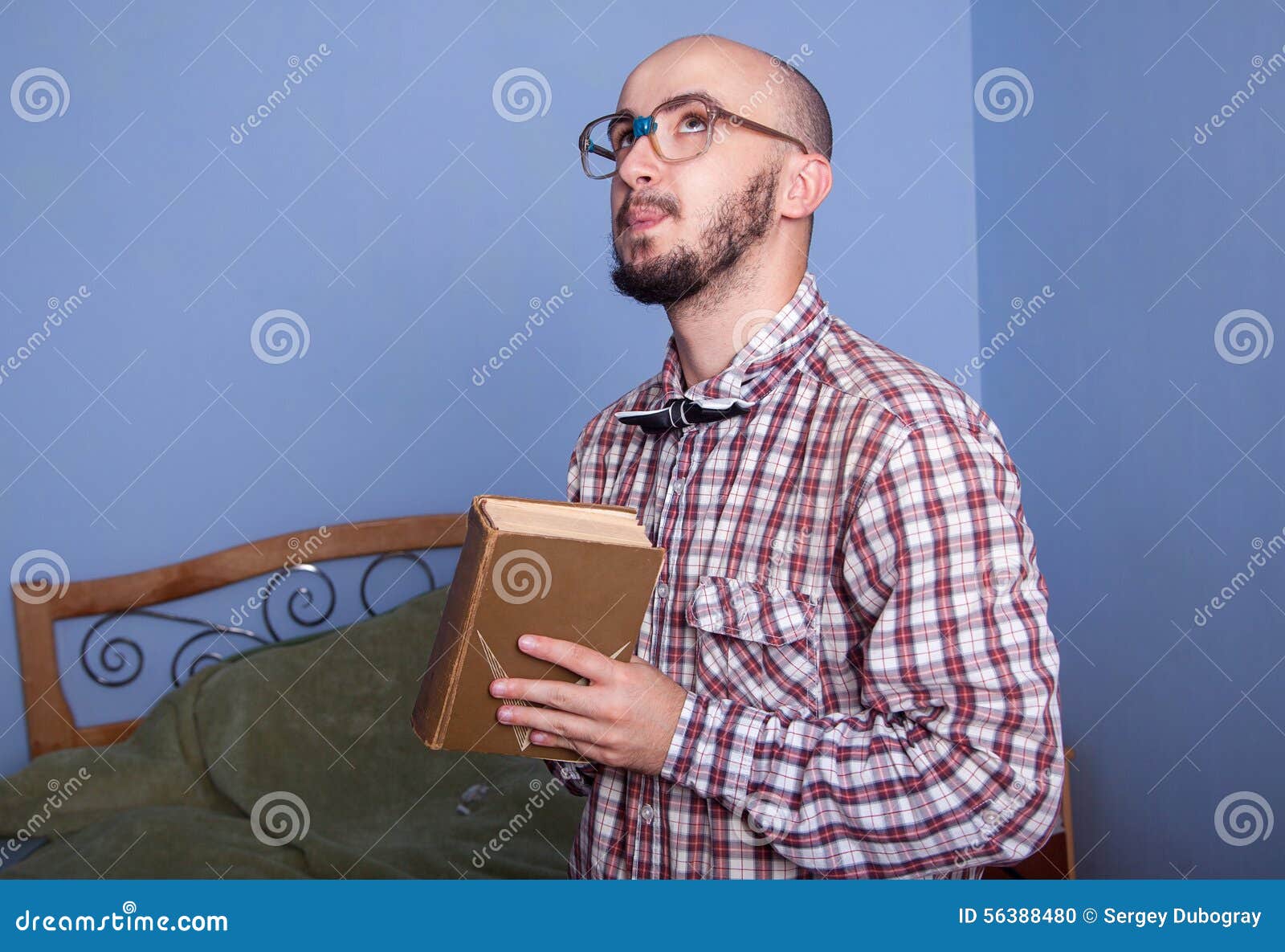 Funny nerd with a book stock photo. Image of reading - 56388480