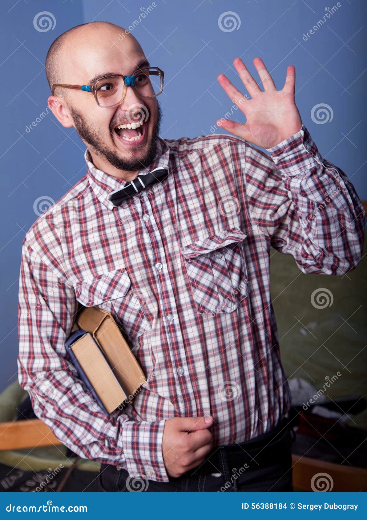 Funny nerd with books stock photo. Image of book, styled - 56388184