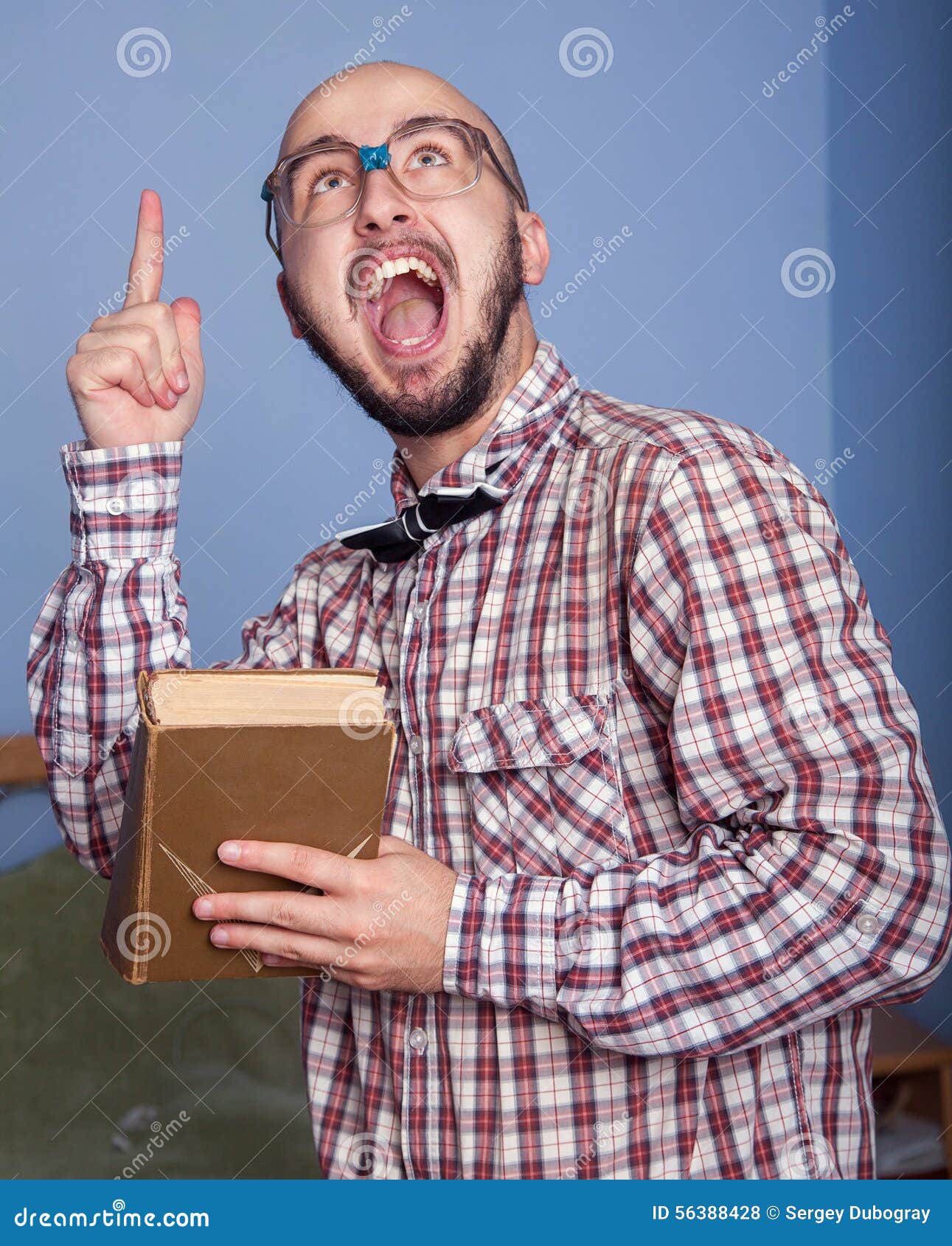 Funny nerd with books stock photo. Image of face, people - 56388428