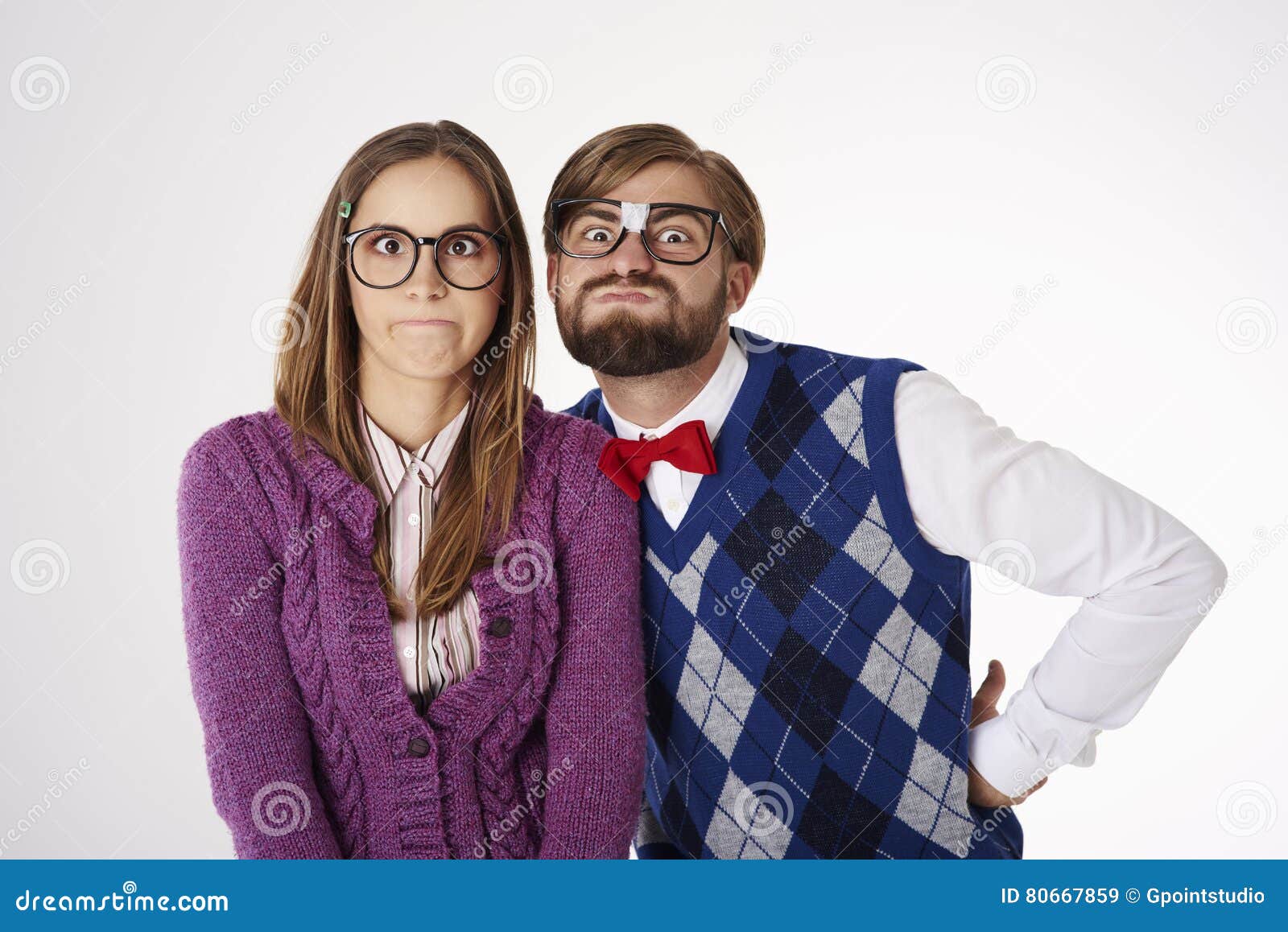 Funny nerd couple stock image. Image of retro, happiness - 80667859