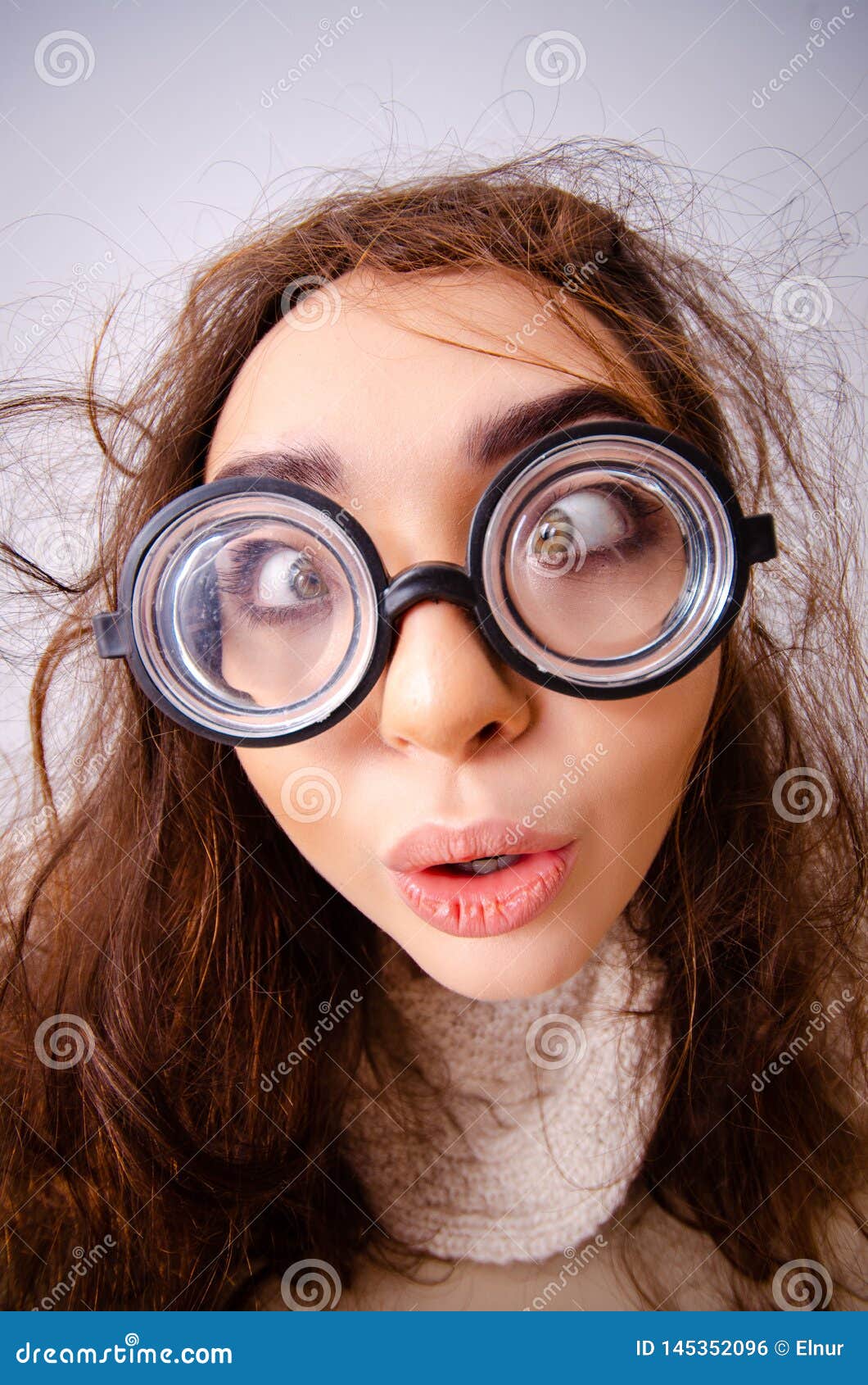 The Funny Nerd Girl Working on Computer Stock Photo - Image of dumb ...