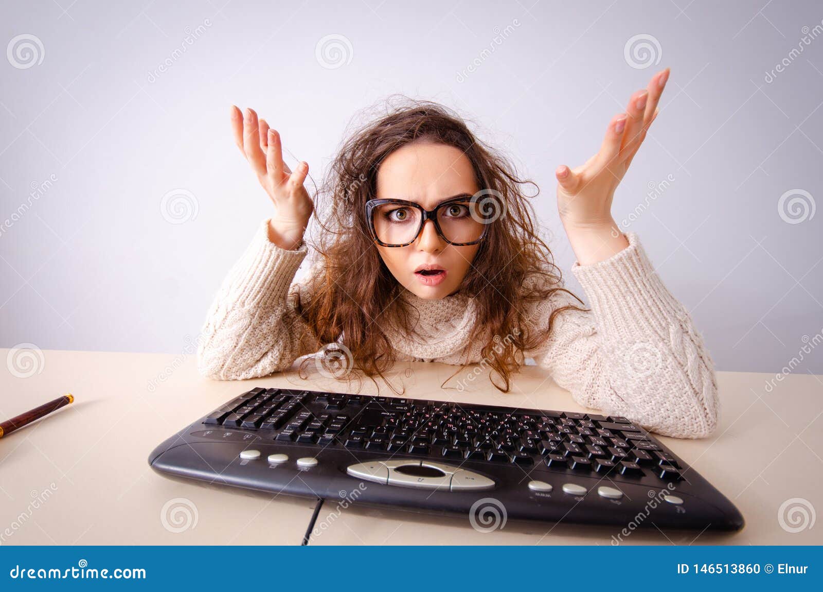 The Funny Nerd Girl Working on Computer Stock Photo - Image of cracker ...