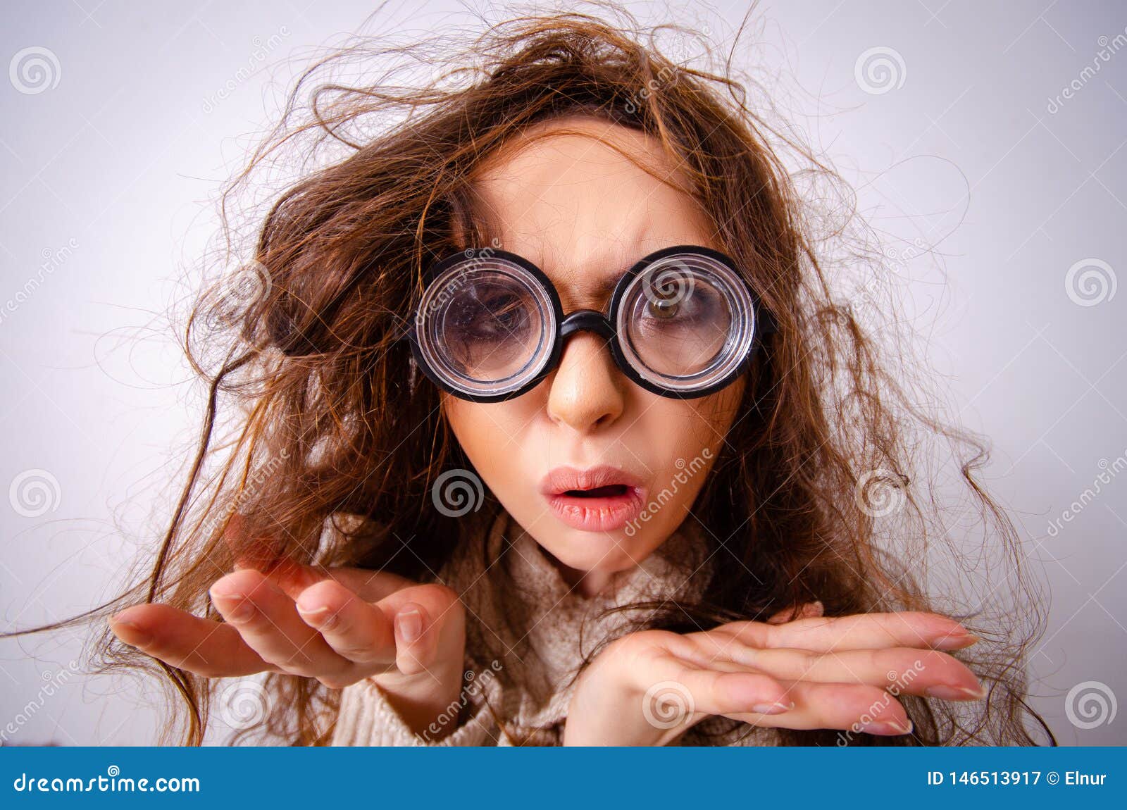 The Funny Nerd Girl Working on Computer Stock Image - Image of cracker ...