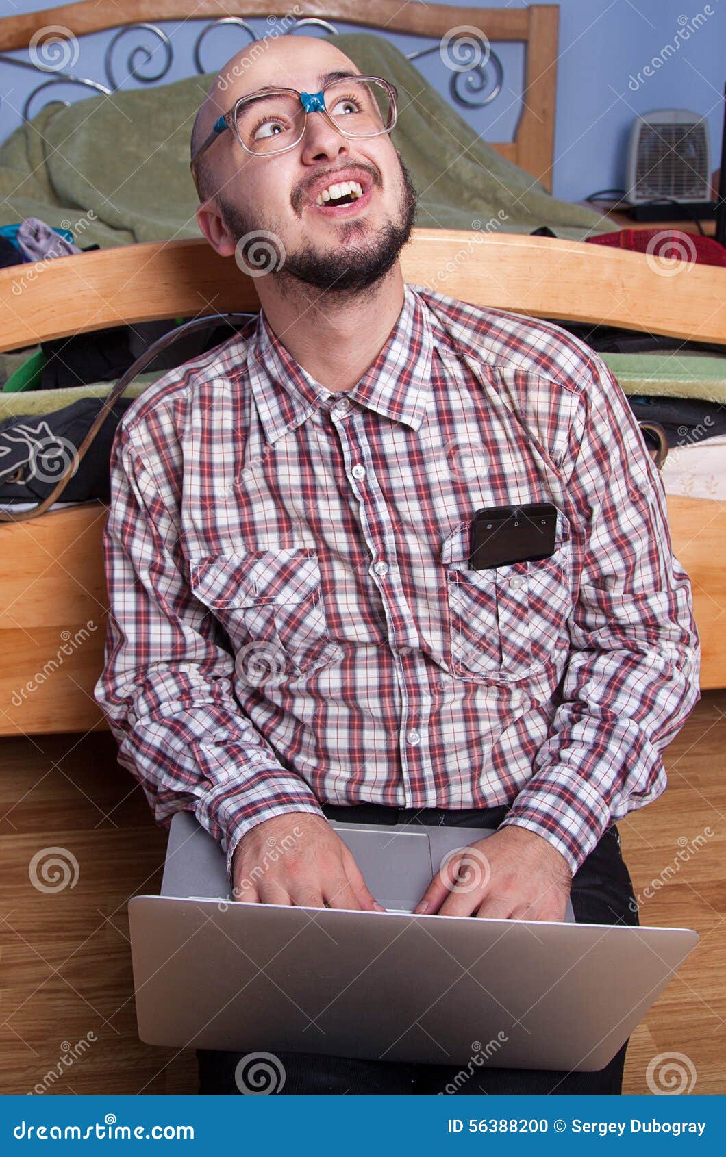 Funny nerd with a laptop stock photo. Image of funny - 56388200