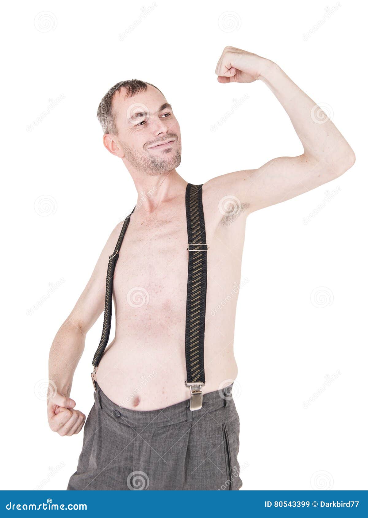 Funny Nerd Man Showing His Muscles Isolated Royalty-Free Stock ...