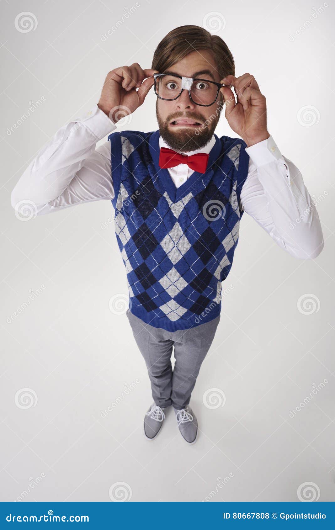 Funny Nerd Man in the Studio Stock Photo - Image of eyeglasses, humor ...