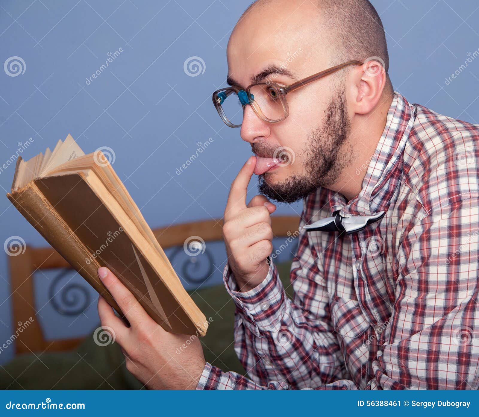 Funny nerd reading a book stock image. Image of student - 56388461