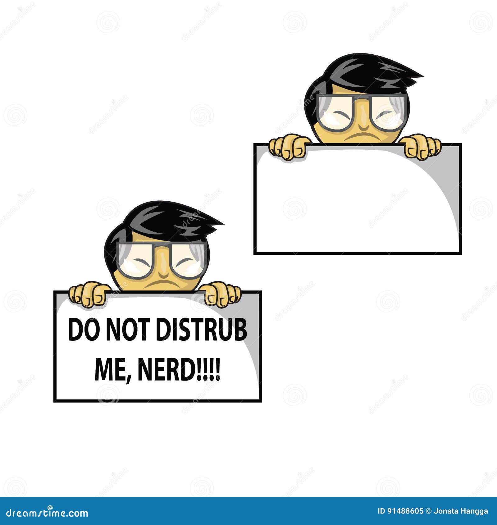 Funny Nerd Girl Interested In Reading Book. Cartoon Schooler In Glasses ...