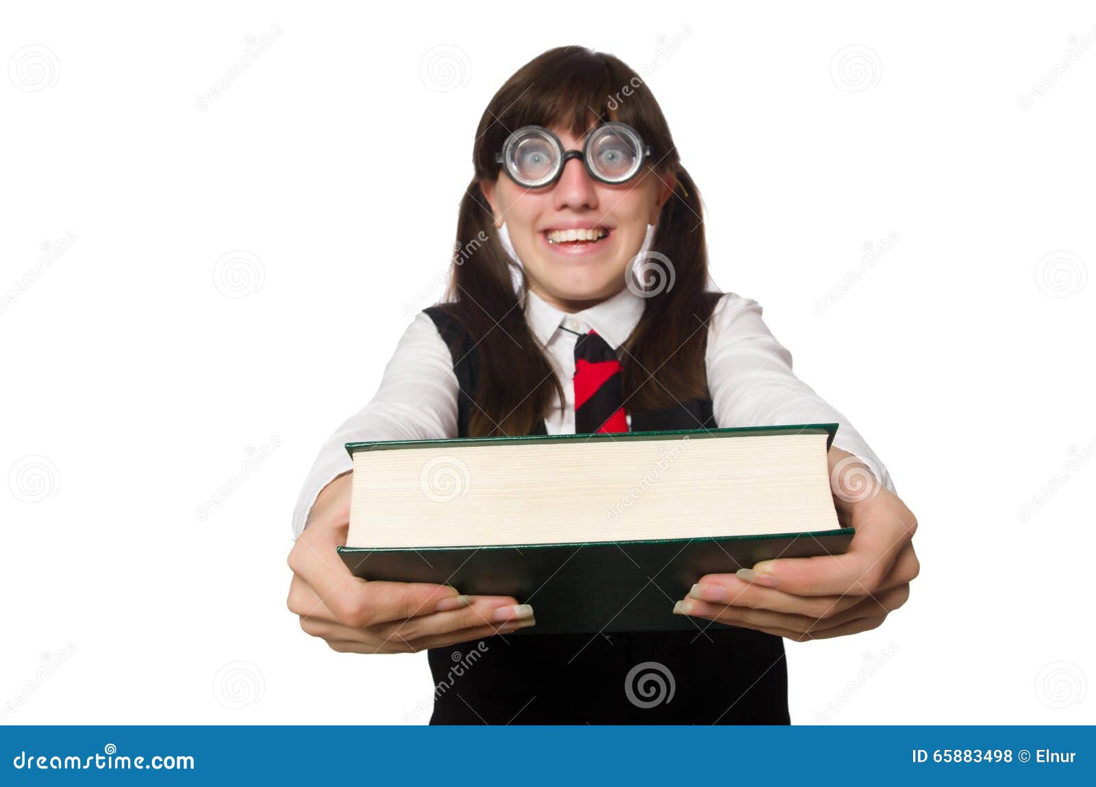 Funny Nerd Student Isolated on White Stock Photo - Image of girl ...