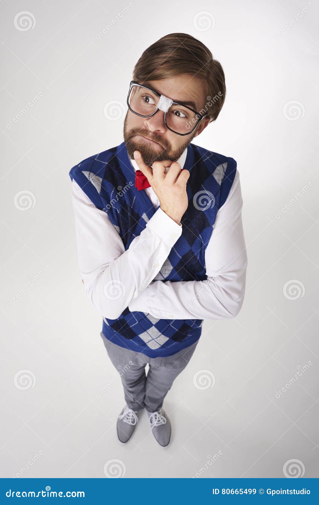 Funny nerd in the studio stock image. Image of stereotypical - 80665499